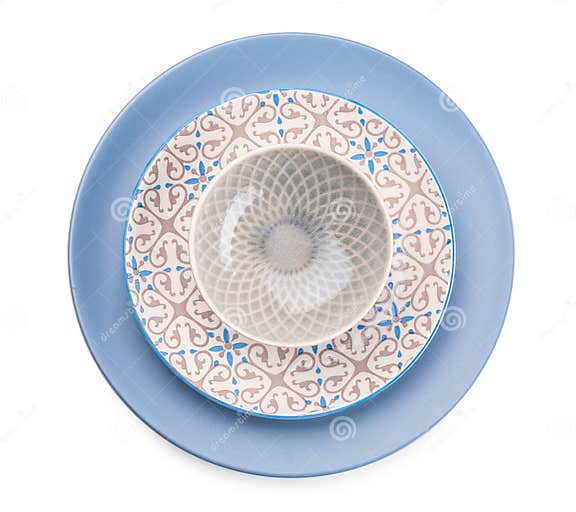 Clean Color Plates on White Background Stock Photo - Image of shiny ...