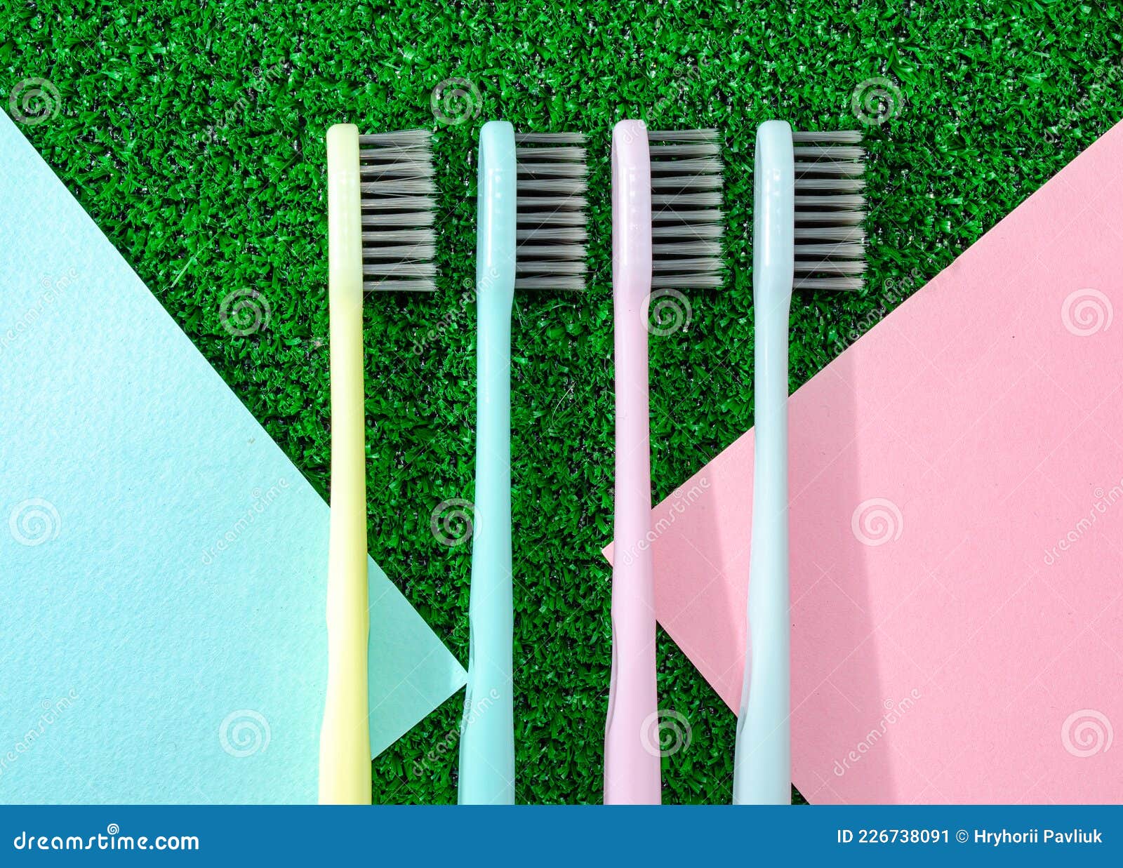 Clean Colorful Toothbrushes on Green Grass Stock Image - Image of ...