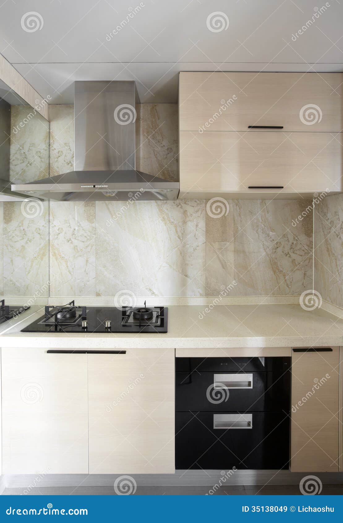 Clean and Comfortable Home Kitchen Stock Image - Image of design, gray ...