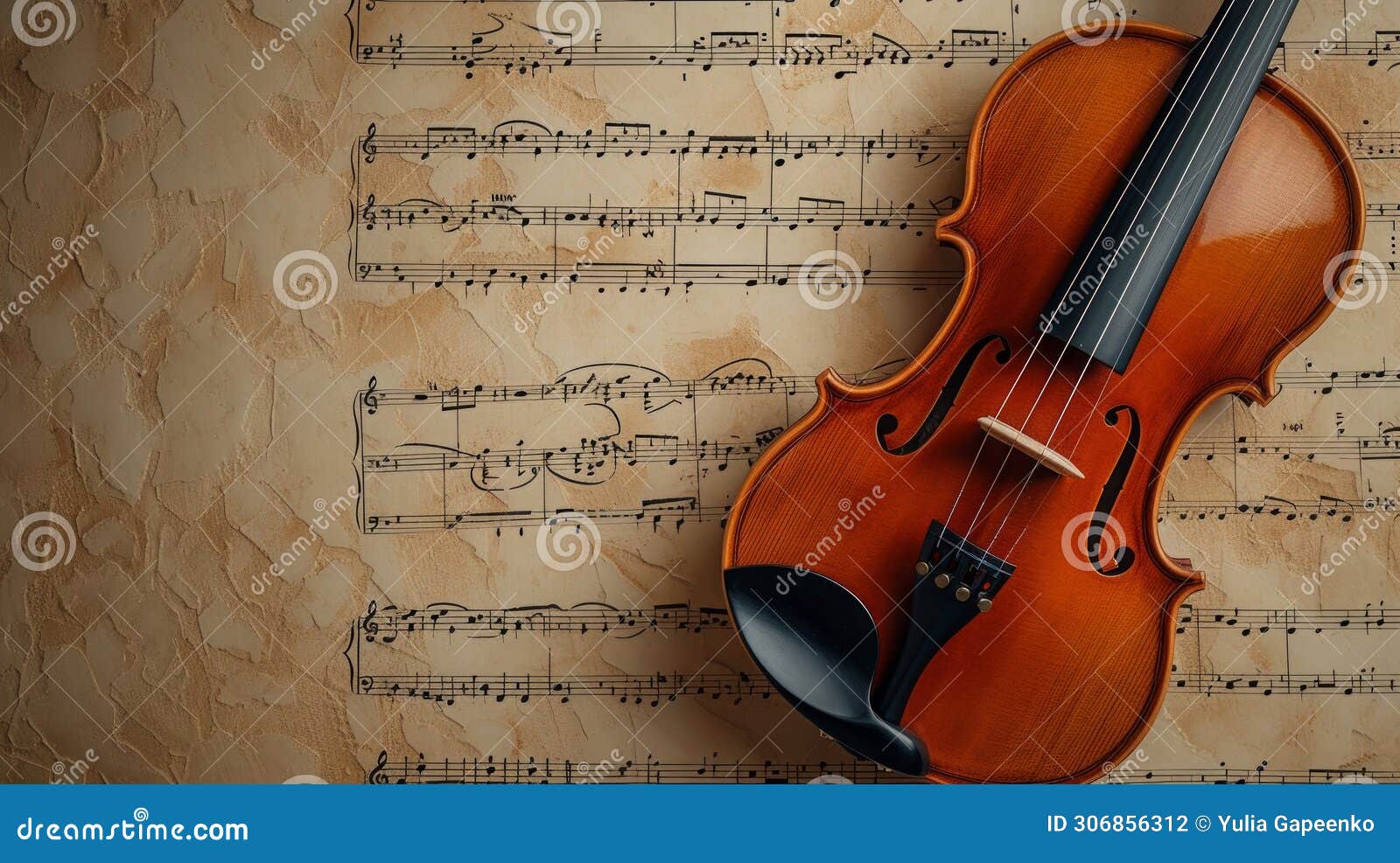 Clean Composition with a Violin and Abstract Musical Notes, Conveying ...