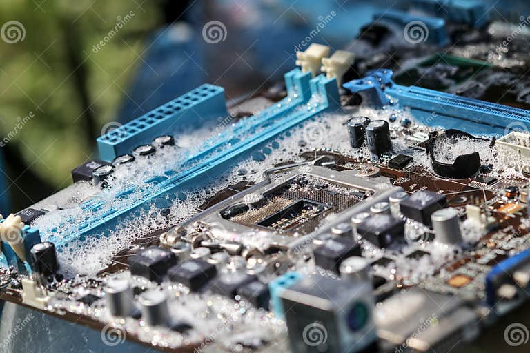 Clean the Computer Motherboard with Water and Detergent Stock Photo ...