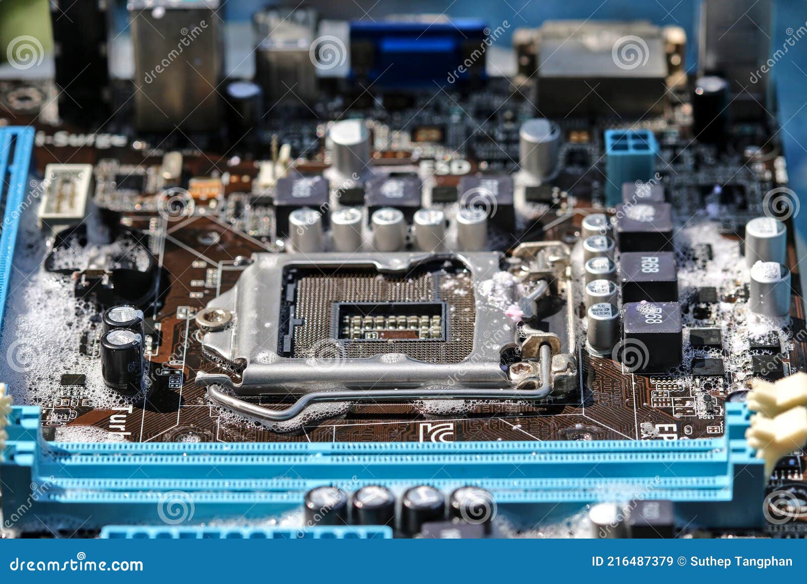 Clean the Computer Motherboard with Water and Detergent Stock Image ...