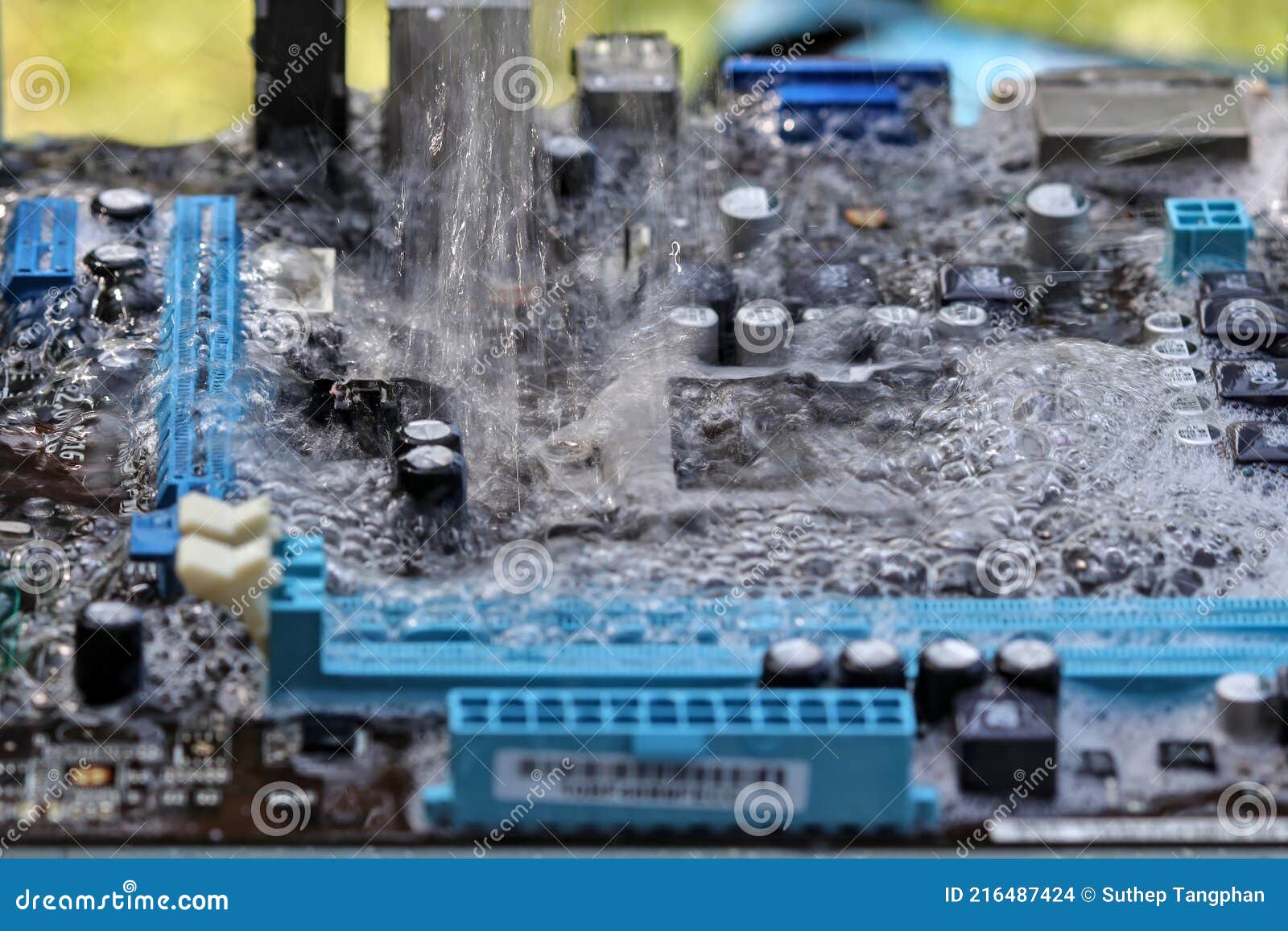 Clean The Computer Motherboard With Water And Detergent Stock Photo ...