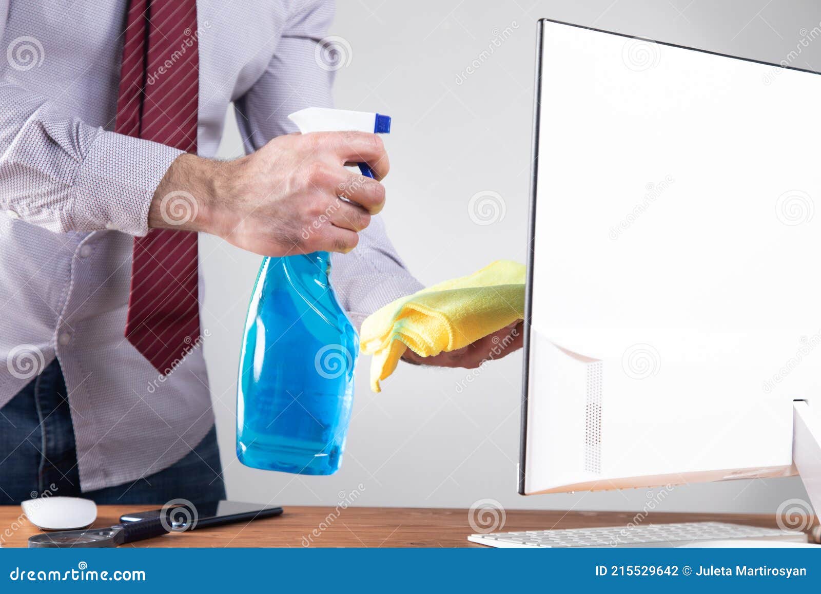 Clean the Computer Screen with a Rag Stock Photo - Image of cleanliness ...