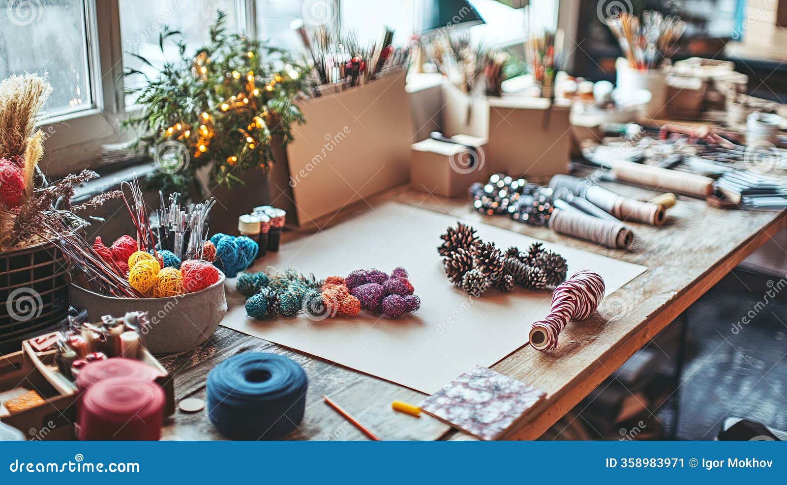 A Clean Craft Table Filled with Materials for Creating Handmade ...