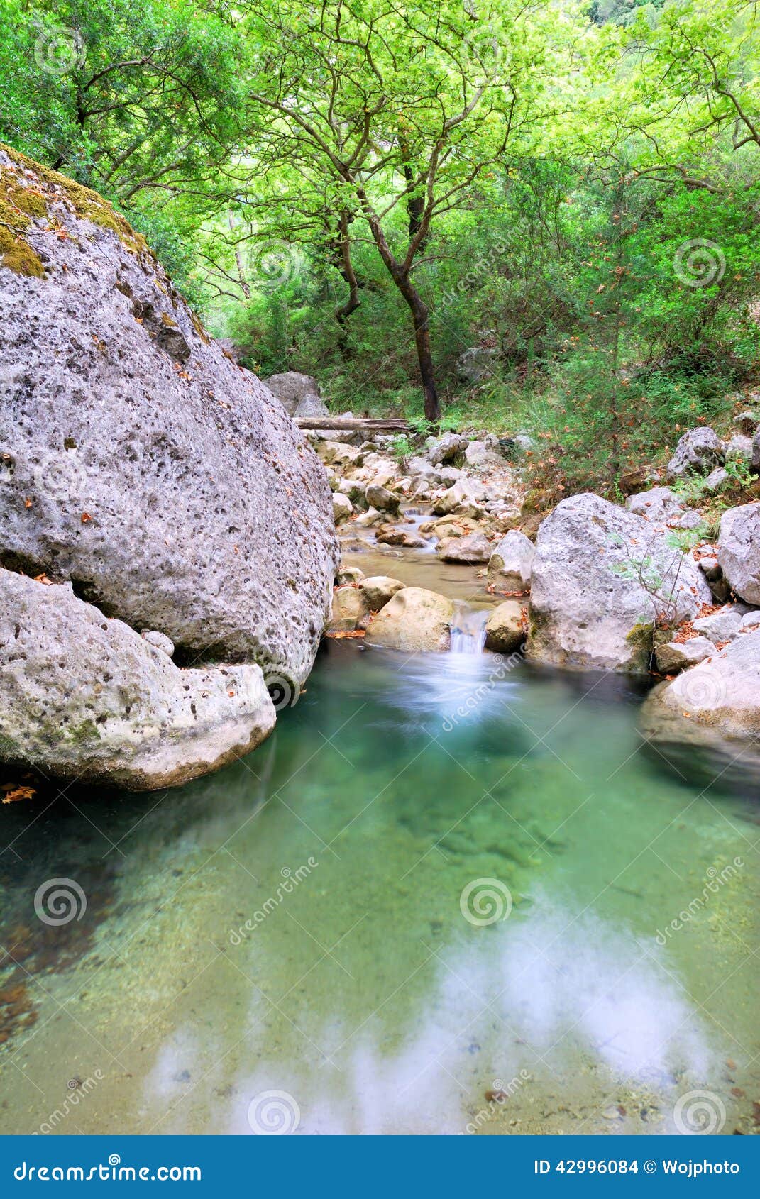 Clean Creek Water Pool with Big Rocks Stock Photo - Image of ...