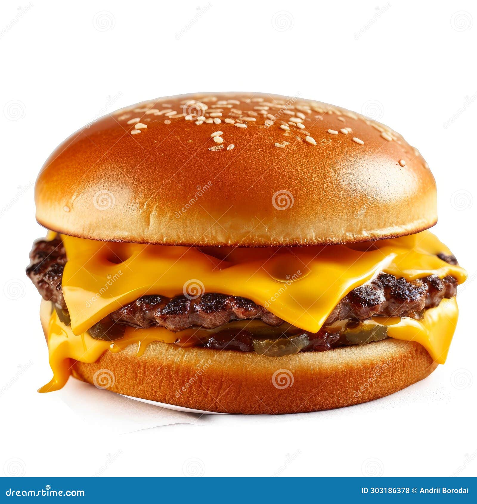 Clean-Cut Cheeseburger on White. Generative Ai. Stock Illustration ...