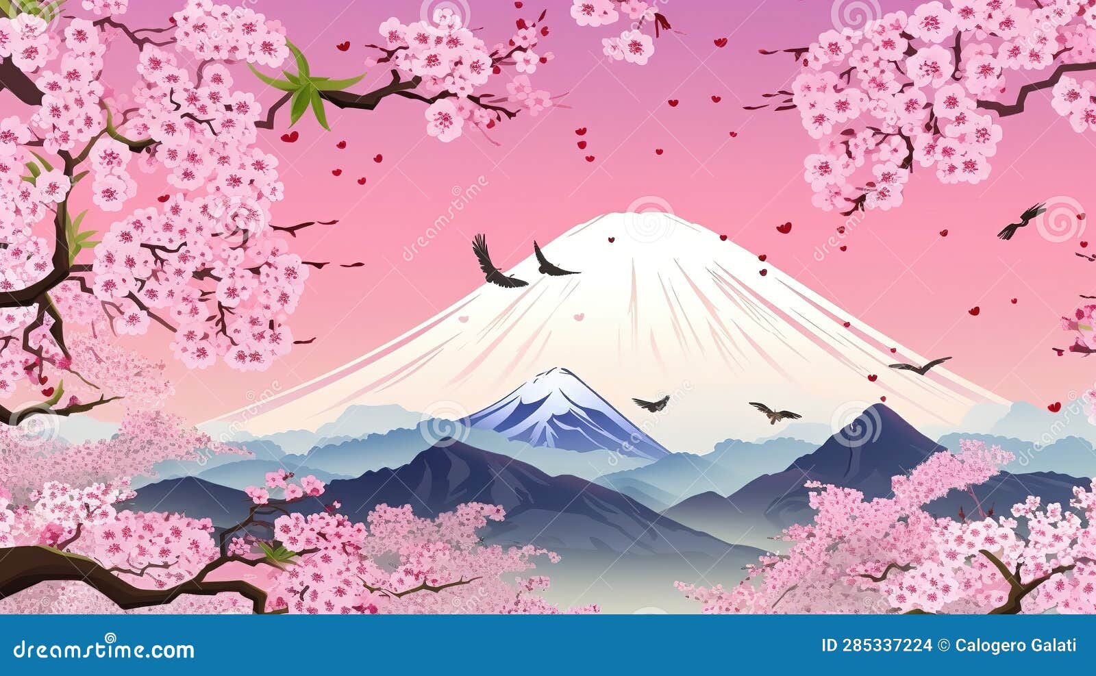 A Clean and Cute Illustration of the Mountain Fuji, Ai Generated Image ...