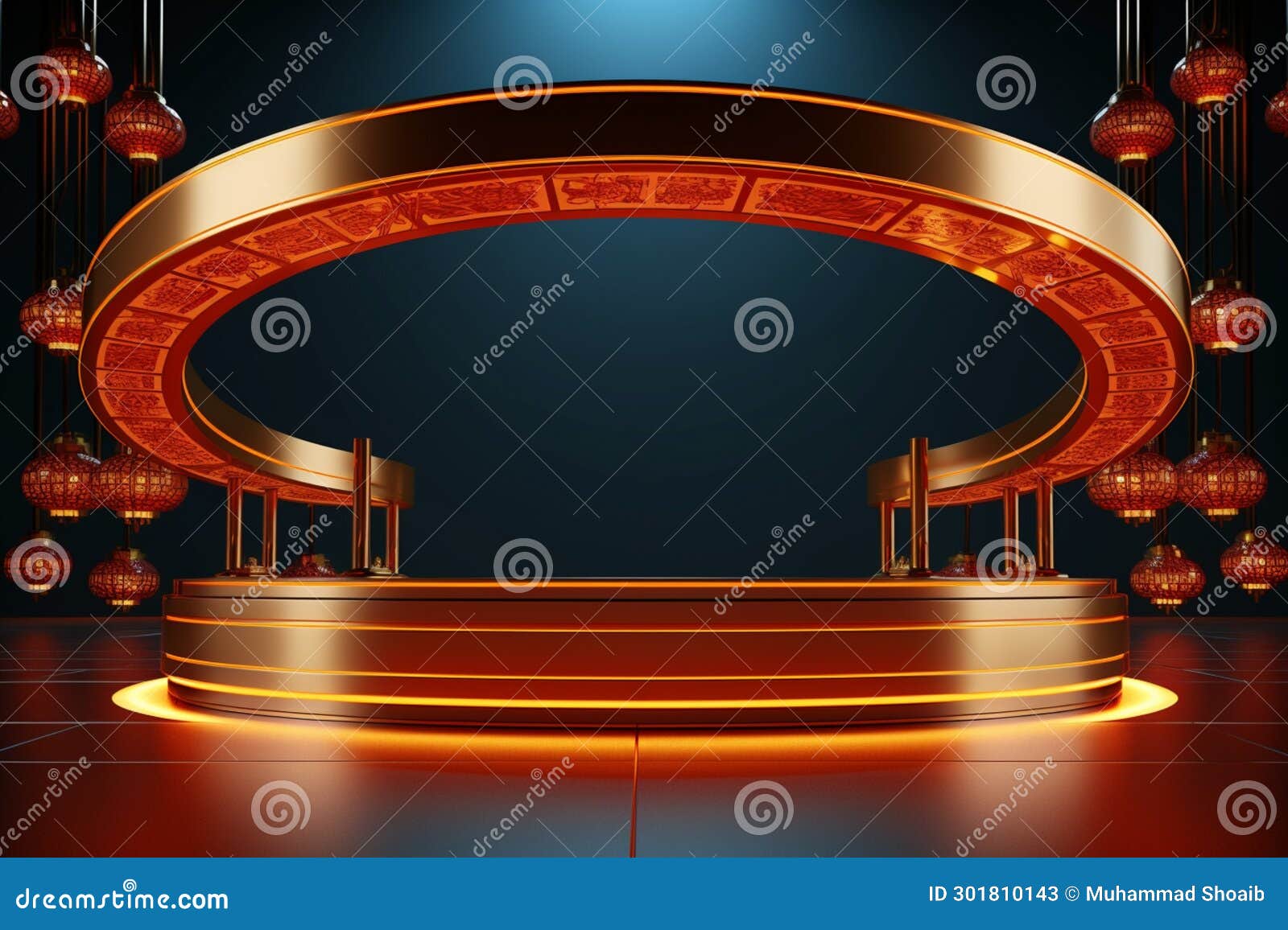 Clean 3D Rendering Round Stage Podium Design Concept Stock Illustration ...
