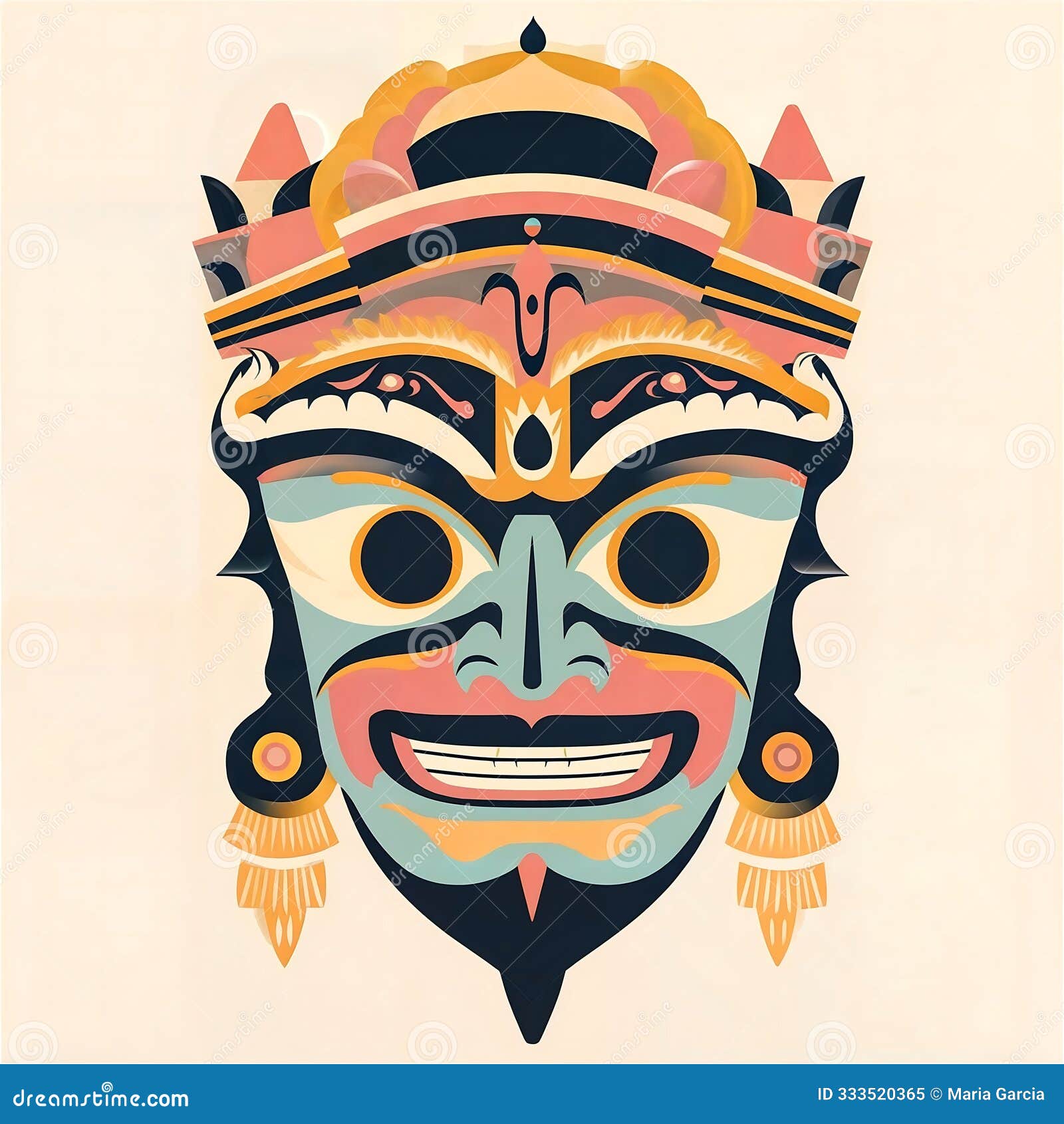 Ai Generated. Clean Design of a Ravana Mask in Simple Geometric Shapes ...