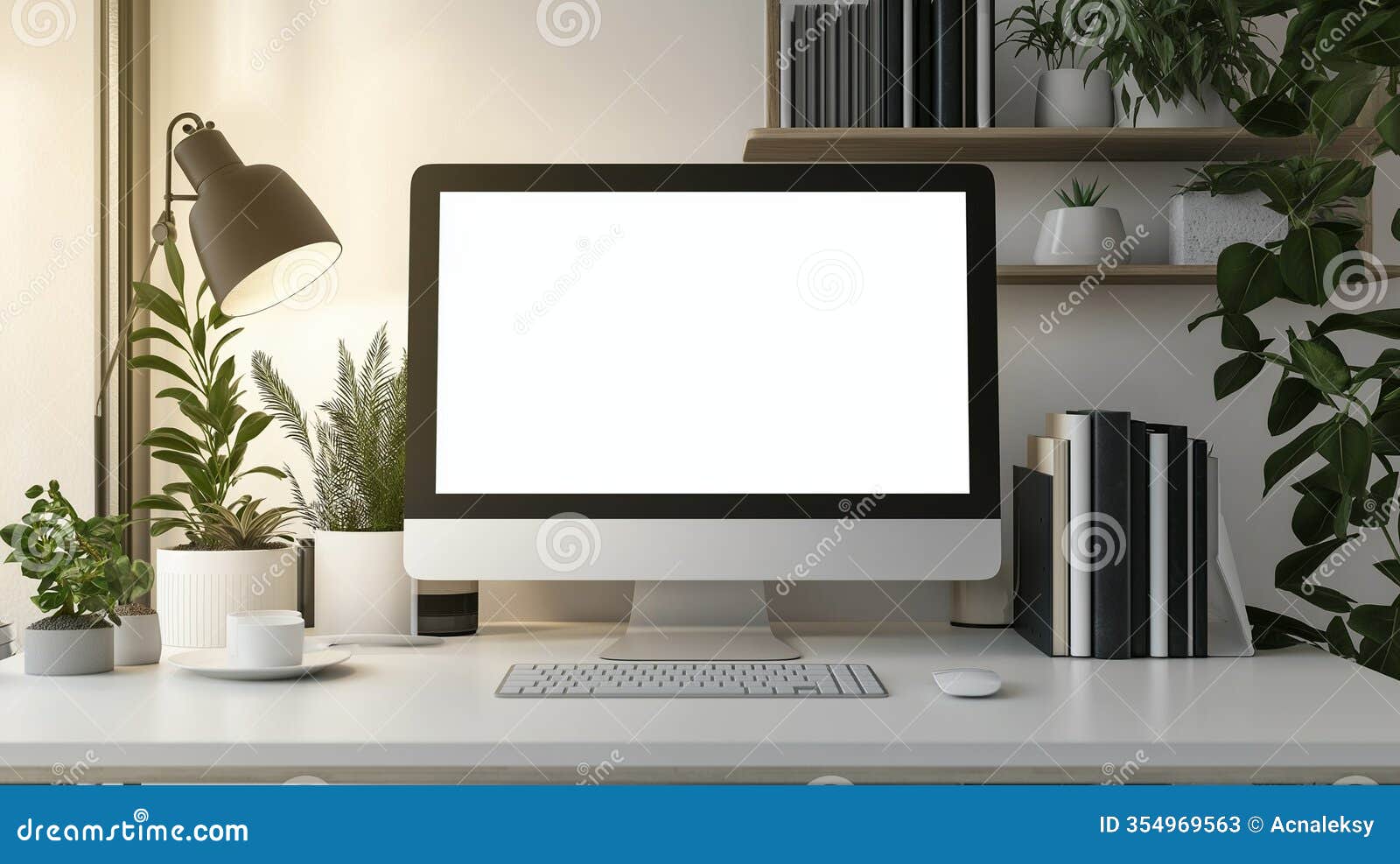 Clean Desktop Computer Screen Mockup, Shown Front-facing, on a ...