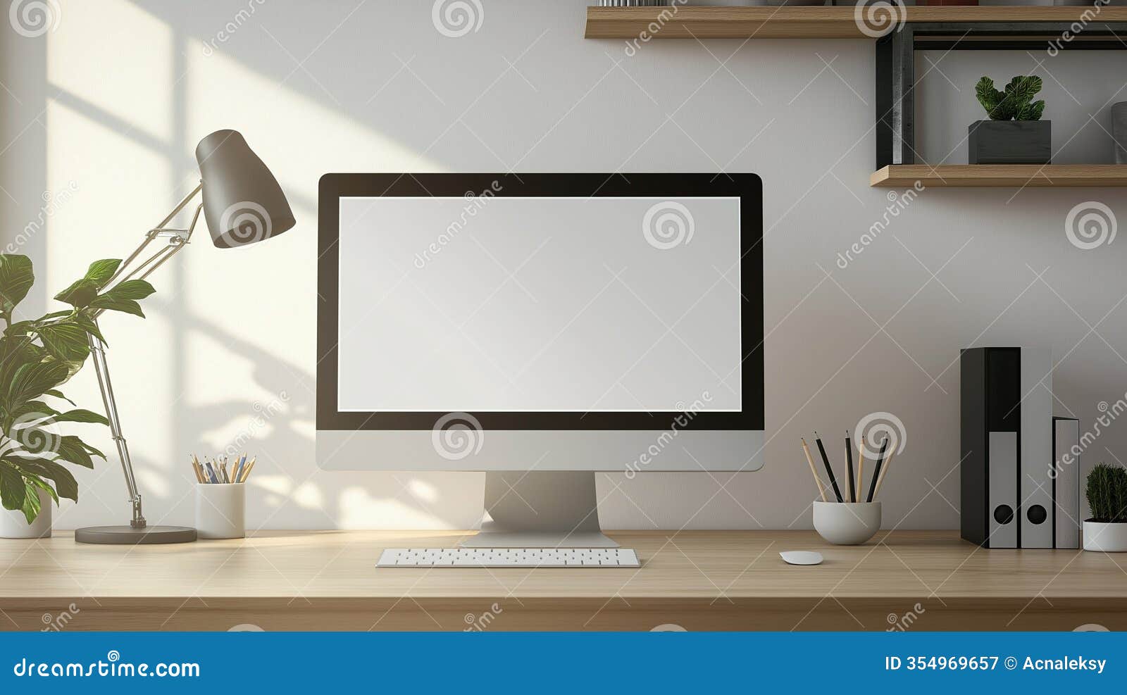 Clean Desktop Computer Screen Mockup, Shown Front-facing, on a ...