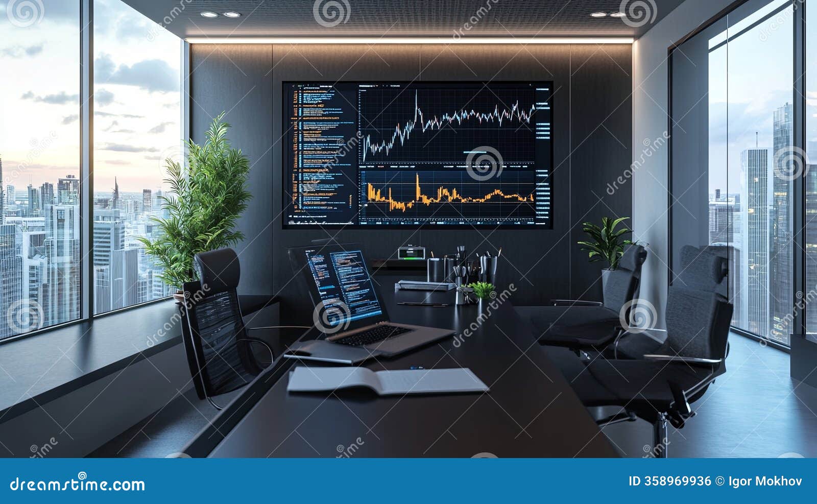 A Clean Digital Consultation Room with Crypto Charts Displayed on a ...