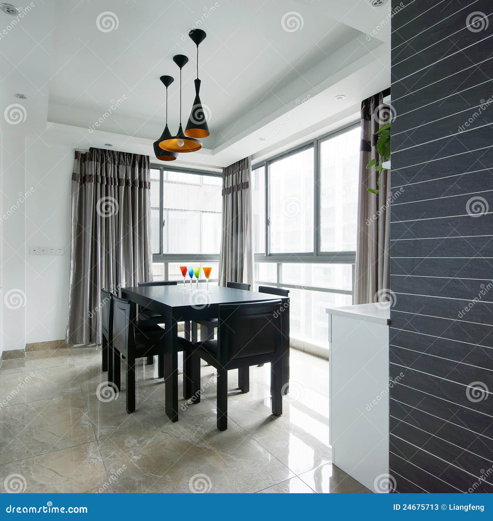 Clean the dining room stock image. Image of design, lighting - 24675713