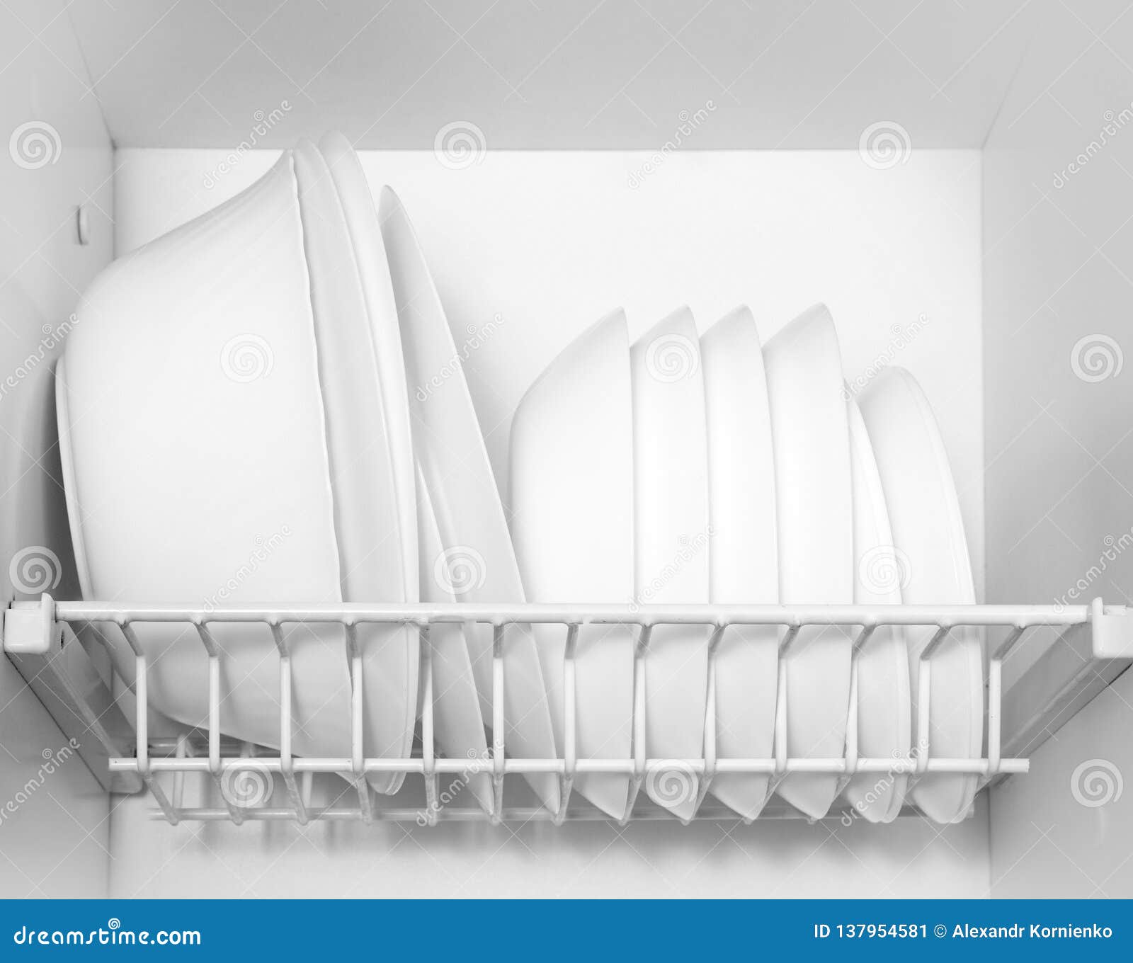 Clean dishes drying stock image. Image of metal, interior - 137954581