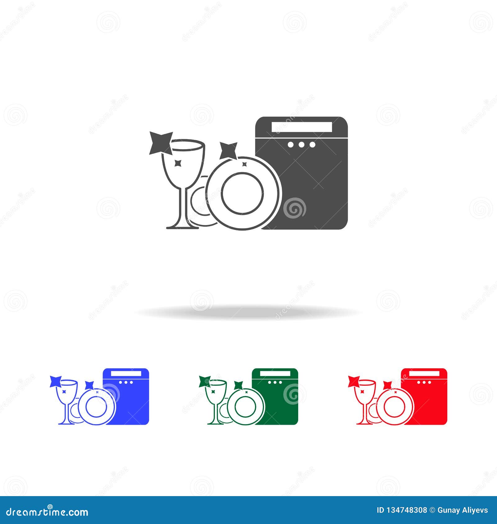 Clean Dishes from the Typewriter Icon. Elements of Washing in Multi ...