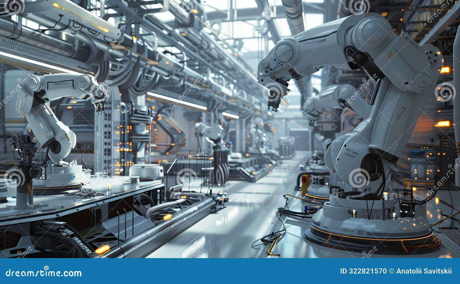 A Clean, Efficient, High-tech Manufacturing Plant Showcasing Robotic ...