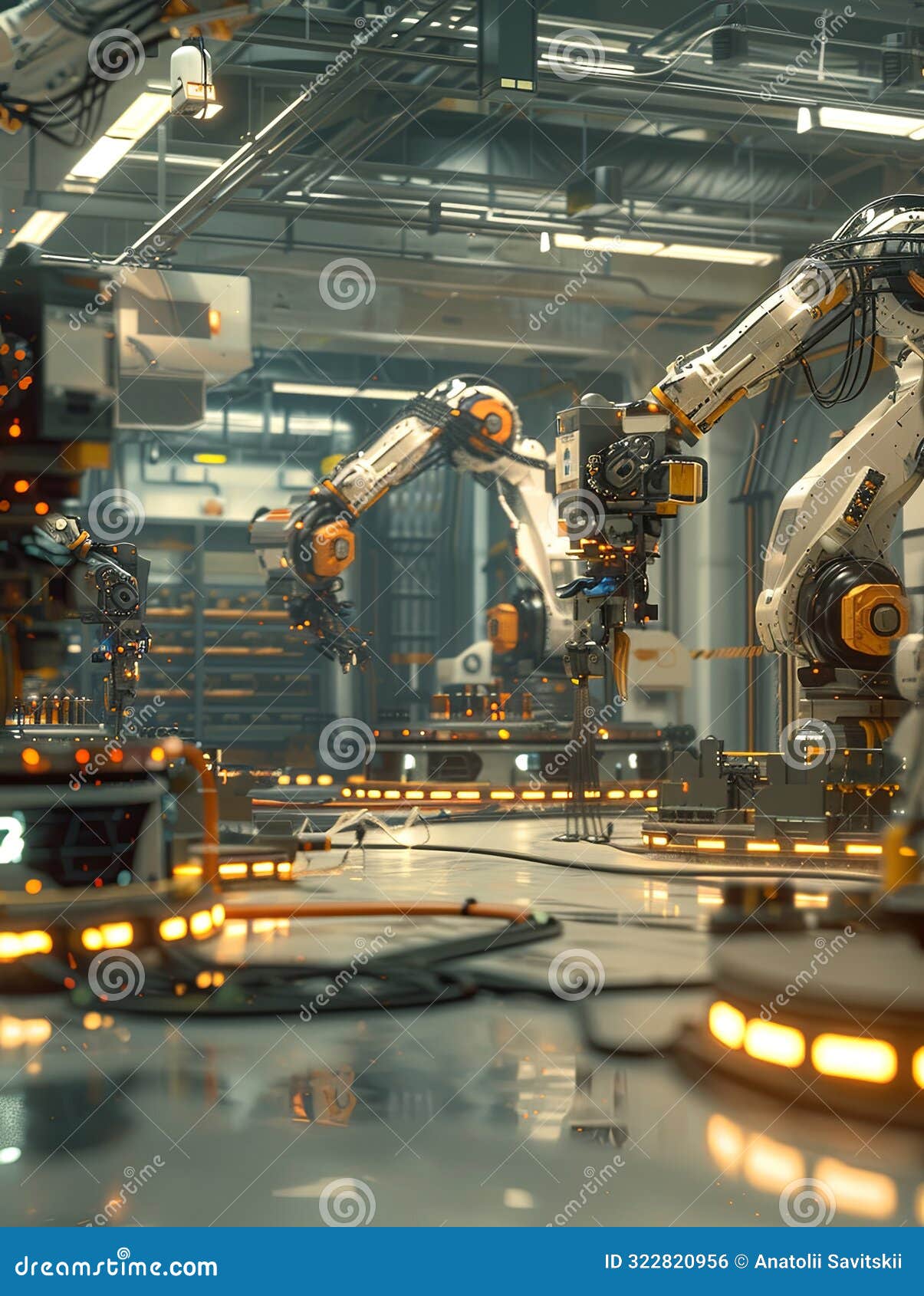 A Clean, Efficient, Industrial Facility with Robotic Arms and Automated ...