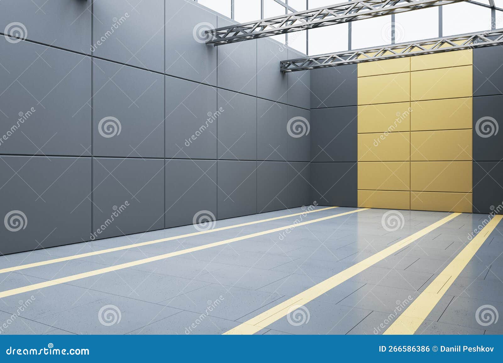 Clean Empty Gray Garage Interior. Warehouse Concept Stock Illustration ...