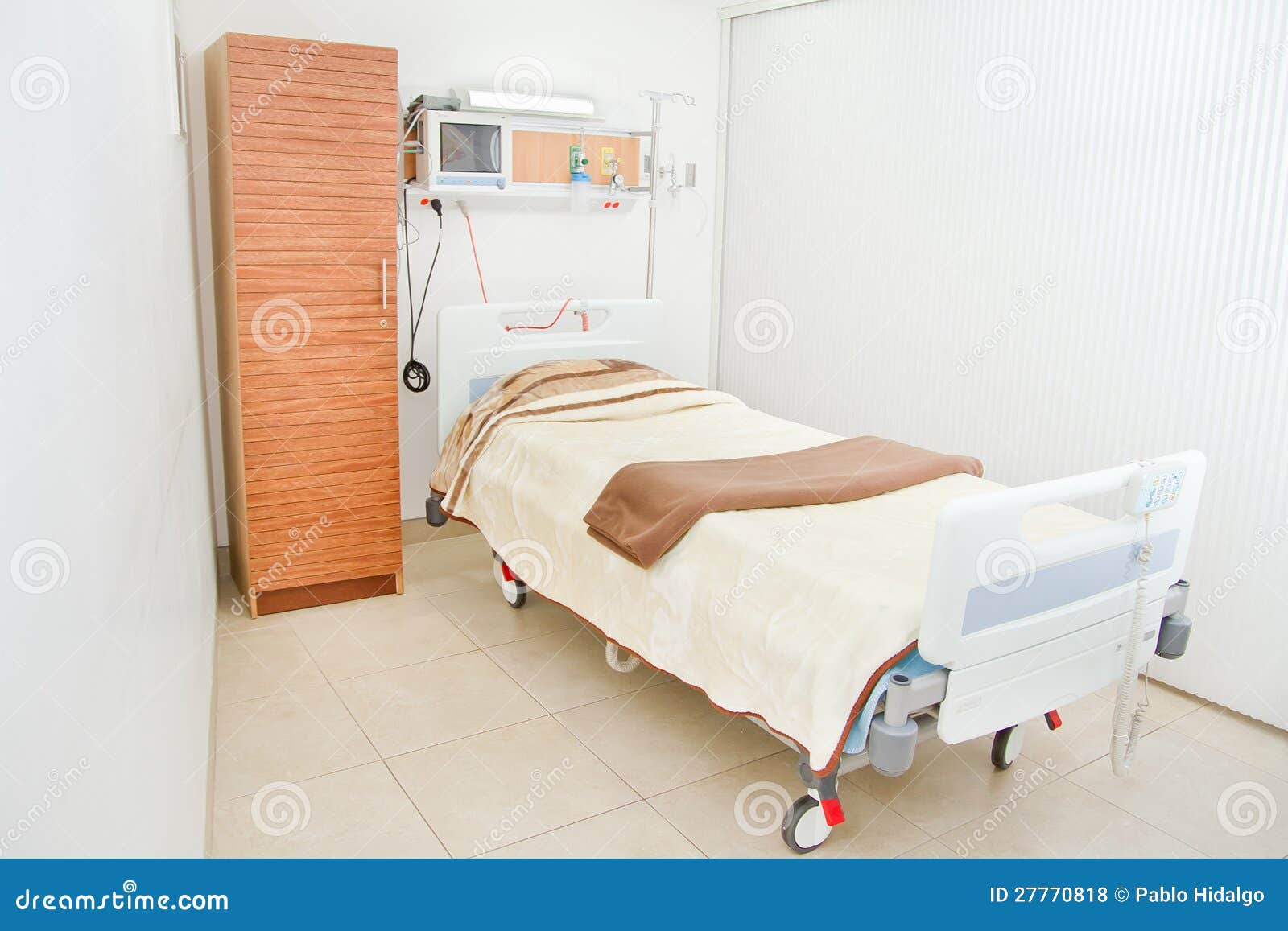 Clean Empty Hospital Room Ready for One Patient Stock Photo - Image of ...