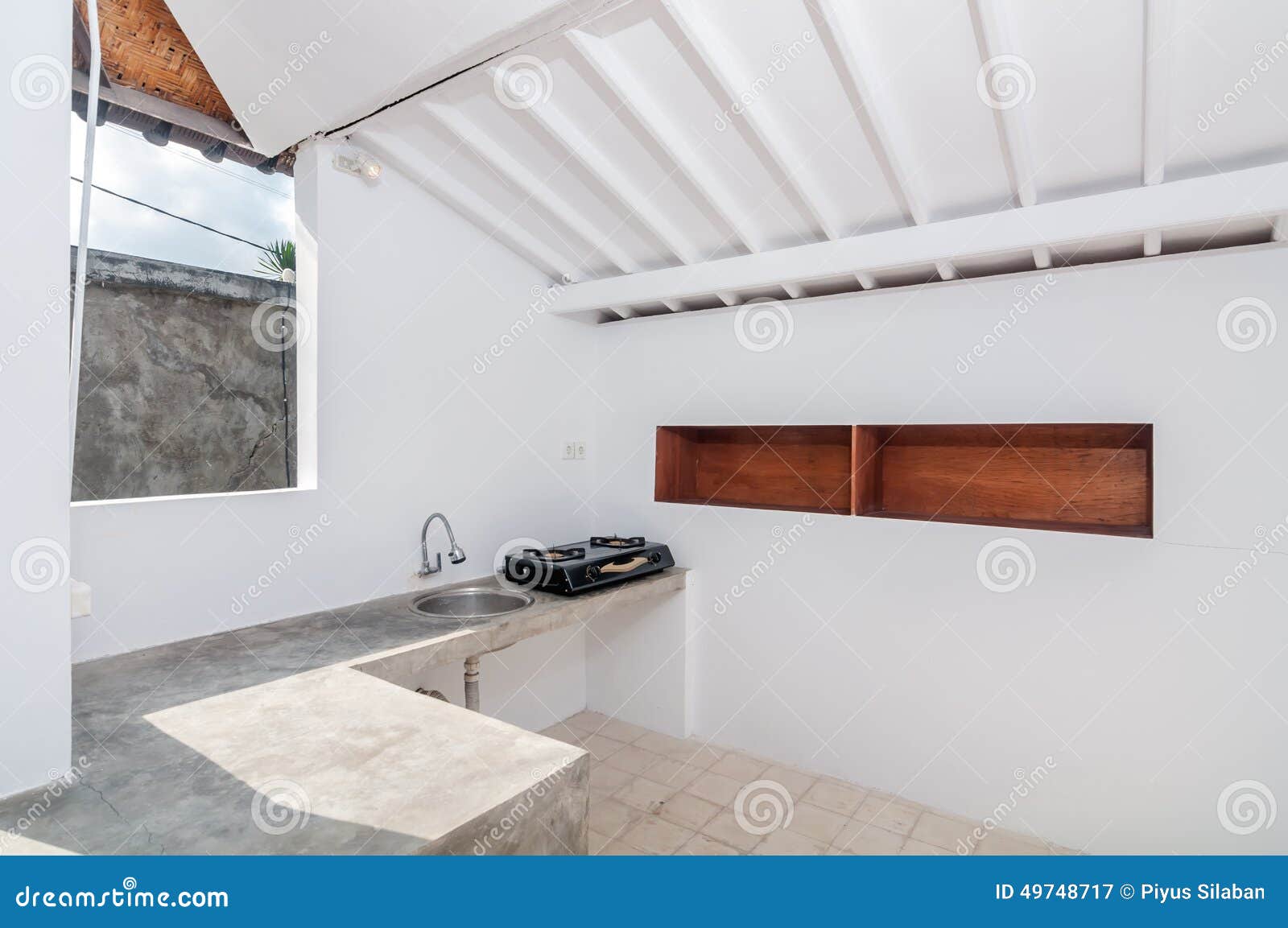 Clean and empty kitchen stock image. Image of wall, clean - 49748717