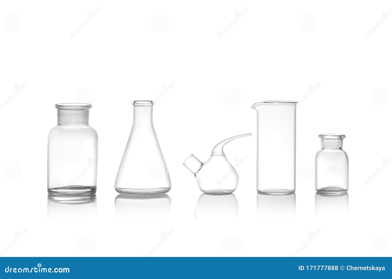 Clean Empty Laboratory Glassware Isolated Stock Photo - Image of ...