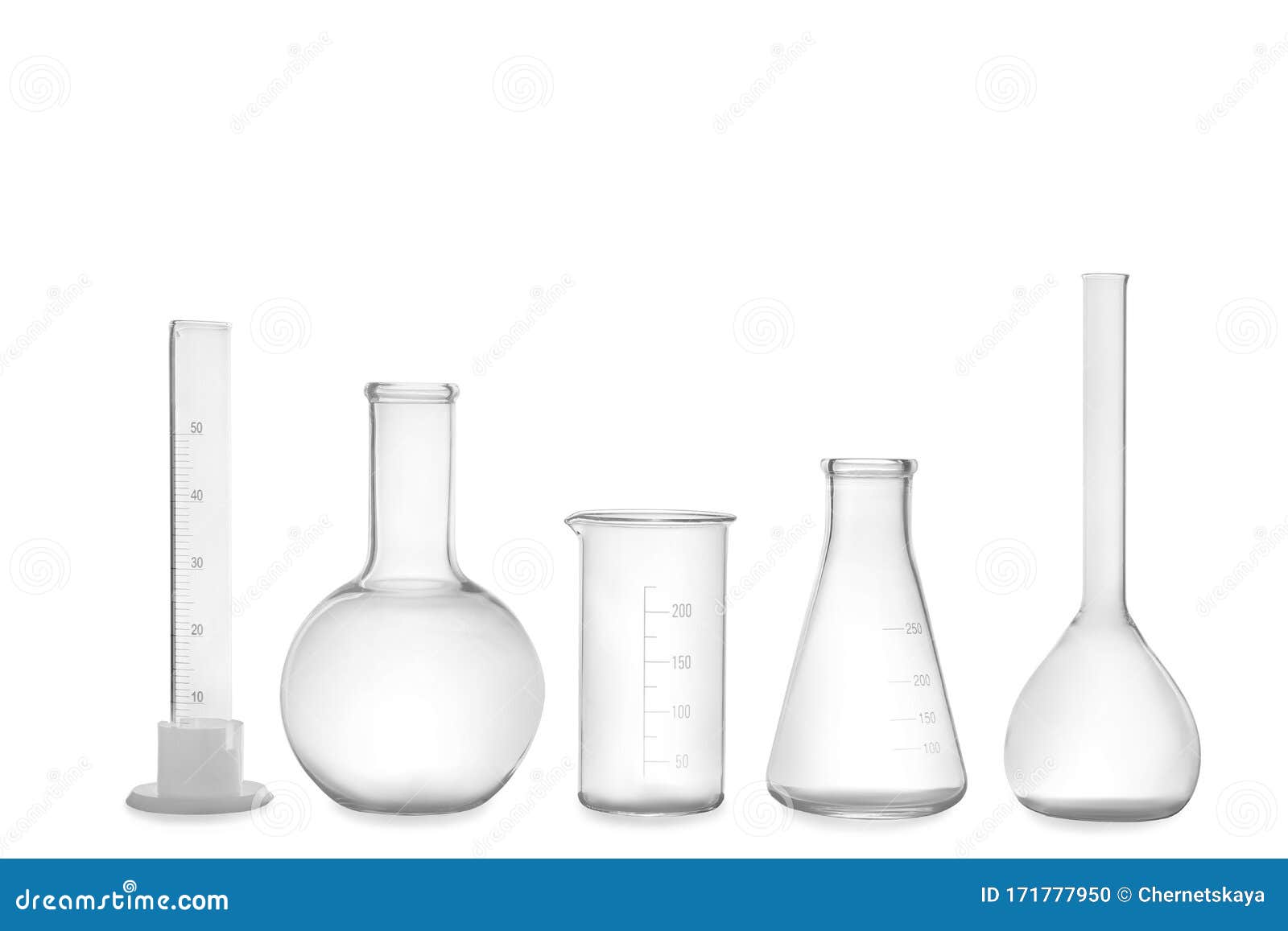 Clean Empty Laboratory Glassware Isolated Stock Photo - Image of ...