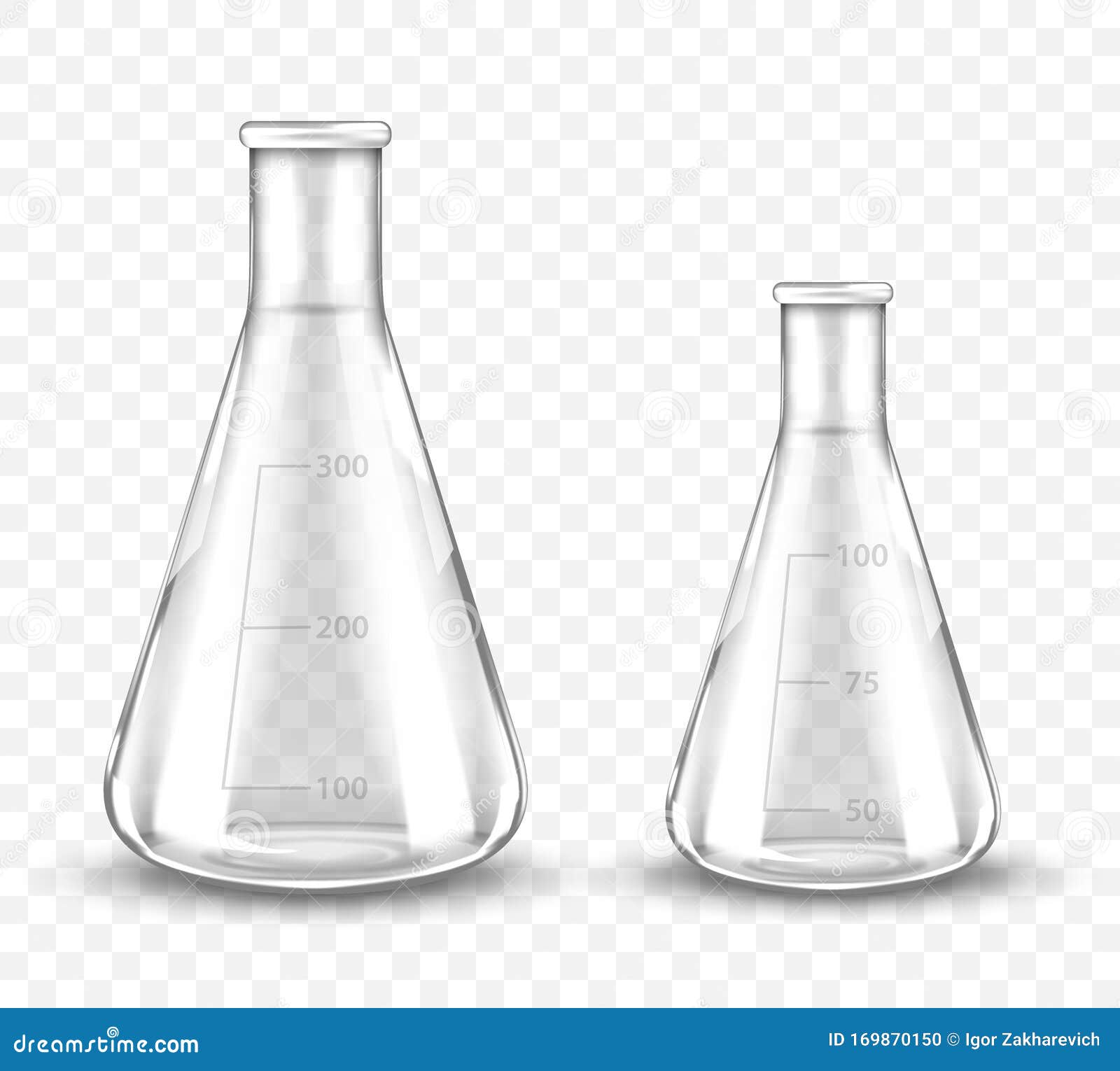 Clean Empty Laboratory Glassware on Transparent Background. Stock Photo ...