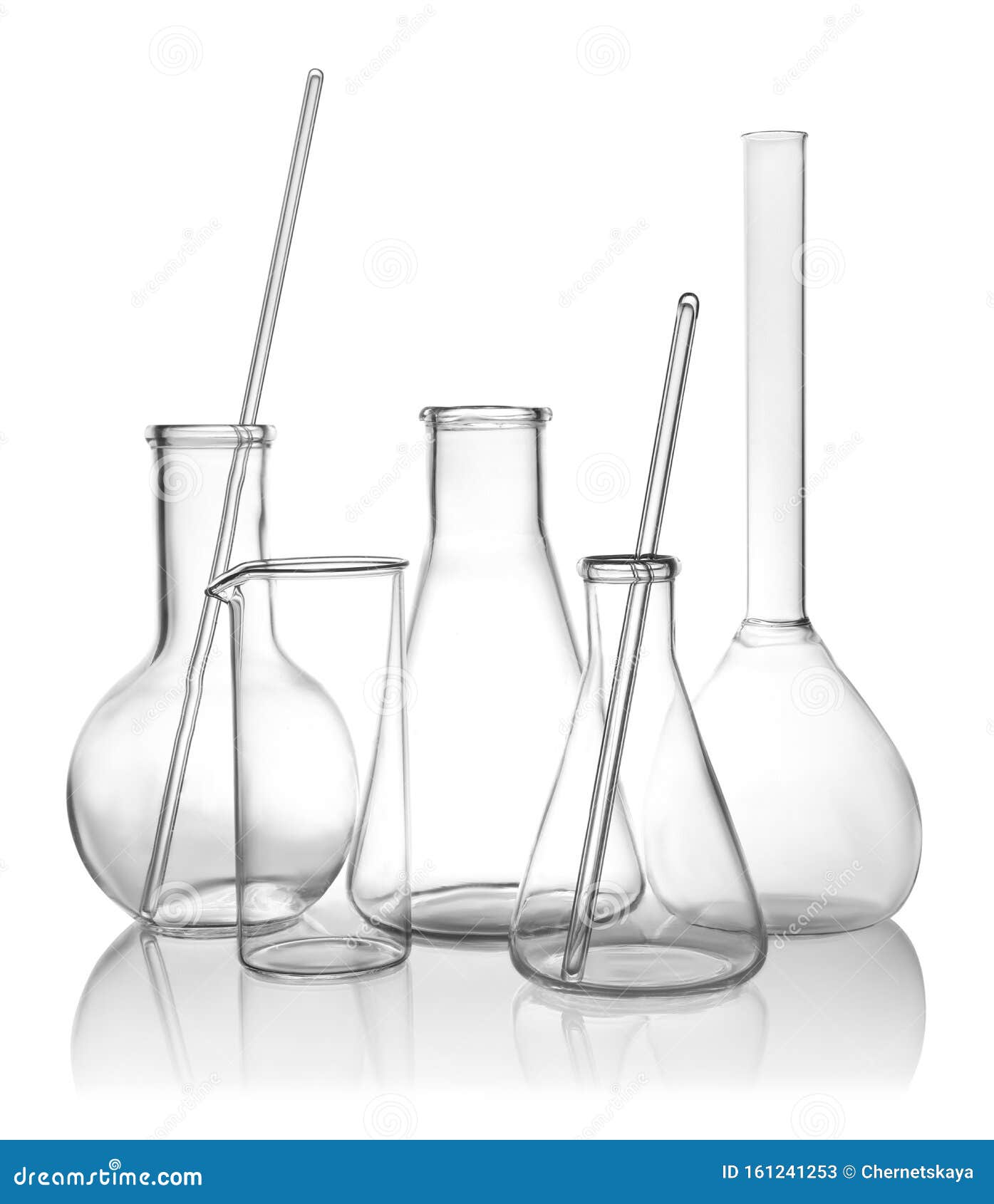 Clean Empty Laboratory Glassware on White Stock Image - Image of ...