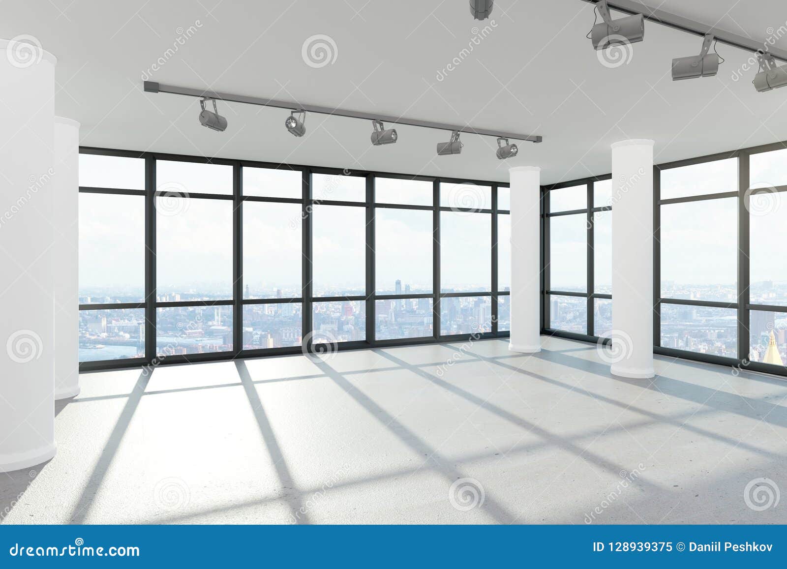 Clean Empty Office Interior Stock Illustration - Illustration of lamps ...