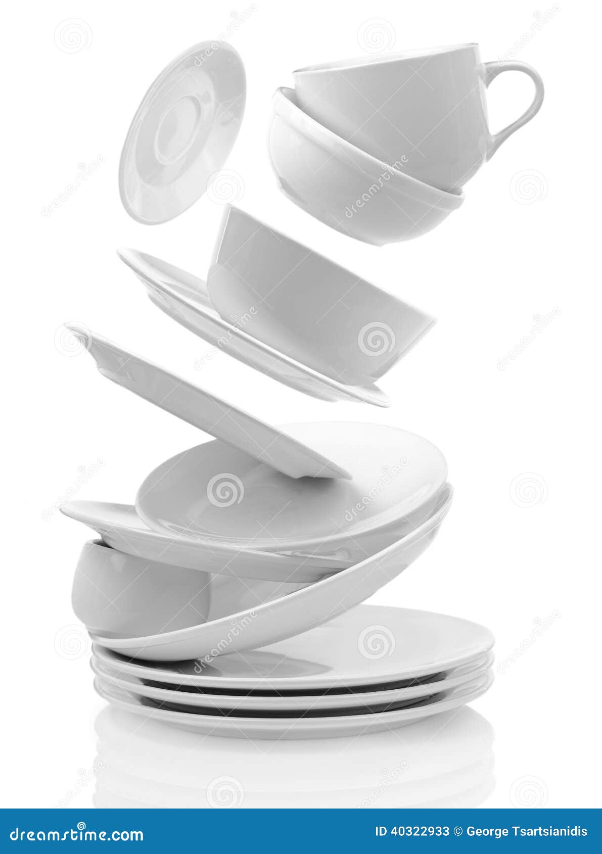 Clean Empty Plates and Cups Stock Image - Image of isolated, pile: 40322933