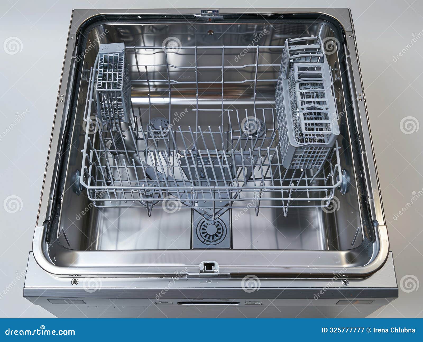 Clean Empty Stainless-steel Dishwasher Interior View Stock Illustration ...
