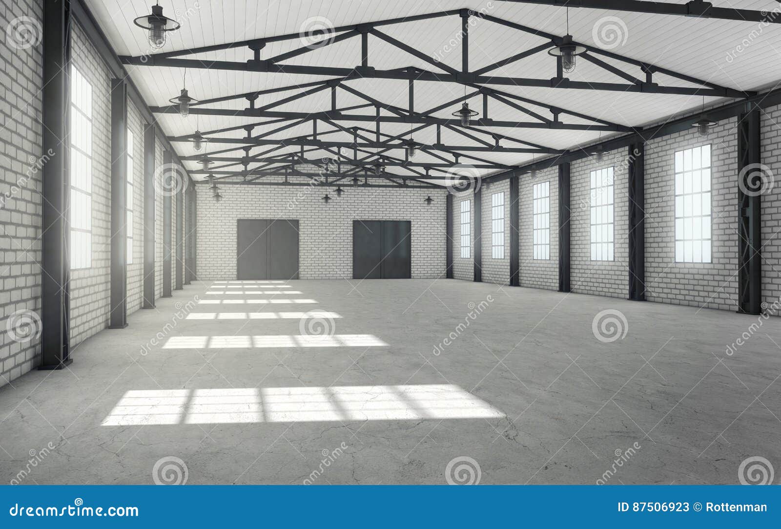 Clean Empty Warehouse Interior Stock Illustration - Illustration of ...