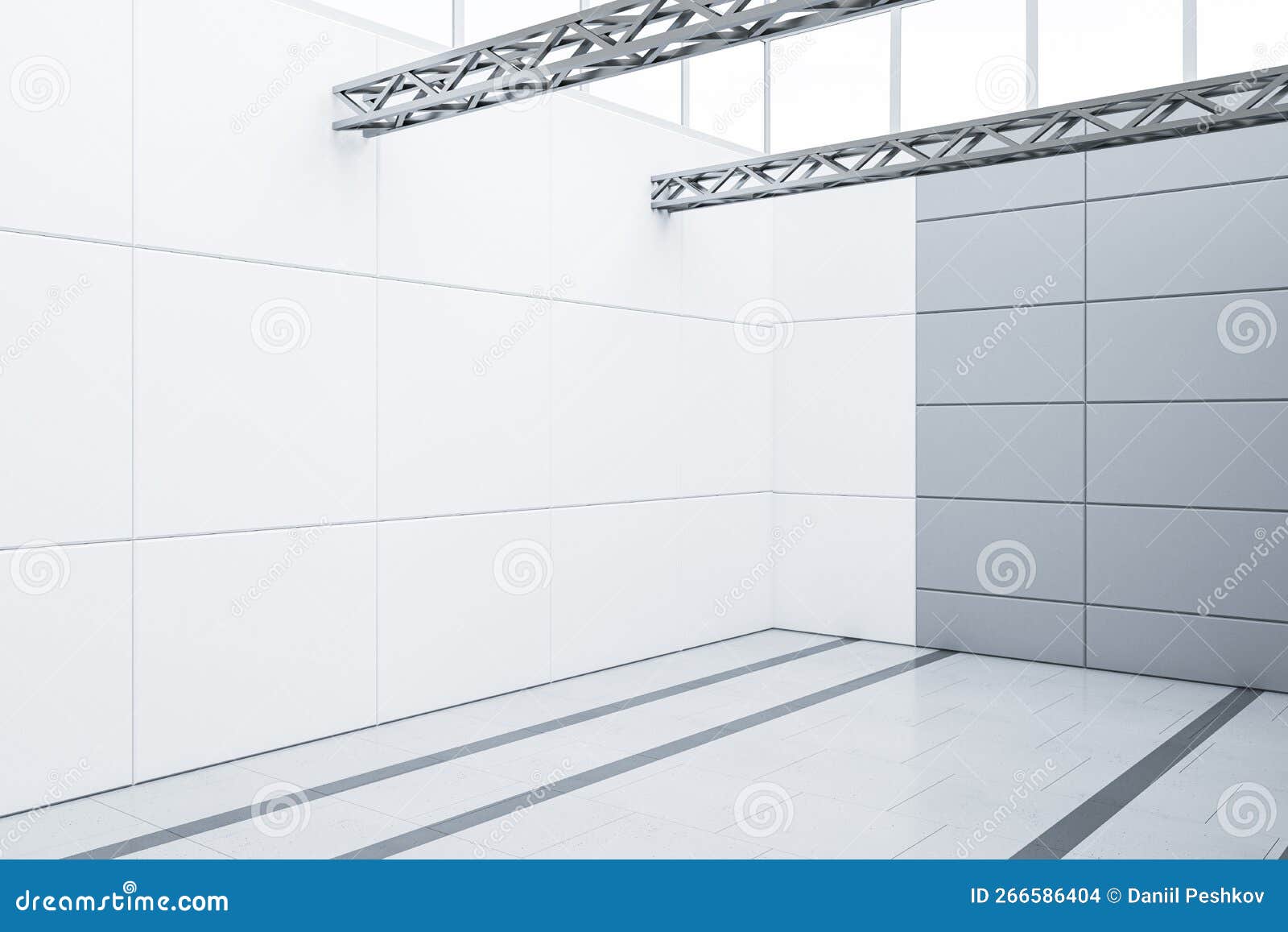Clean Empty White Garage Interior. Warehouse Concept Stock Illustration ...