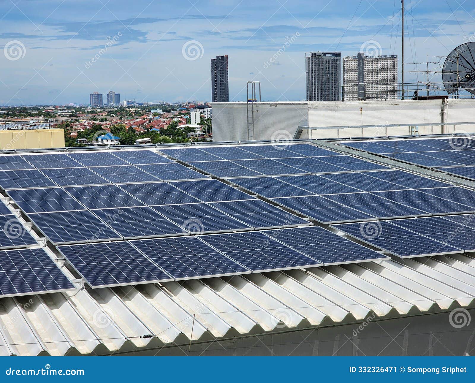 Clean Energy Concept Solar Power on Buildings Stock Image - Image of ...