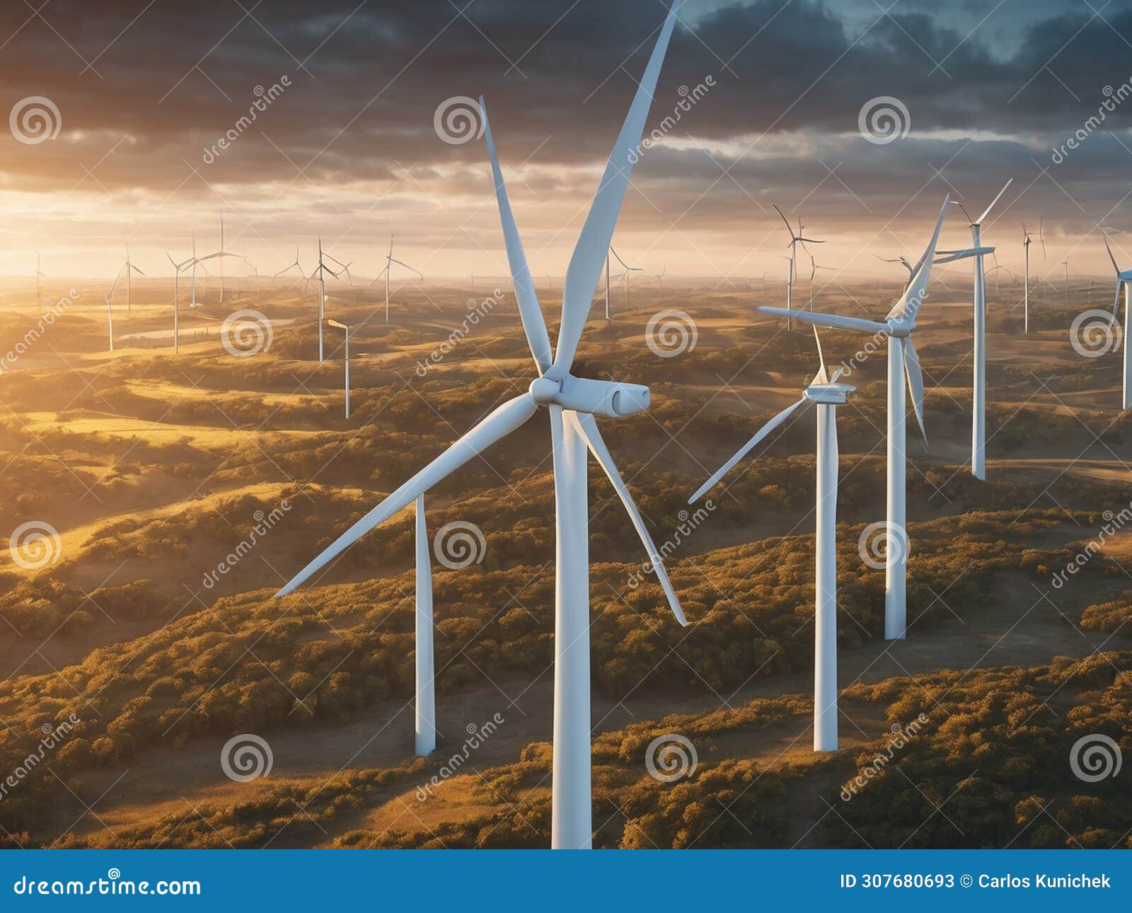 Clean Energy Concept with Wind Turbines--generated by Ai Stock ...