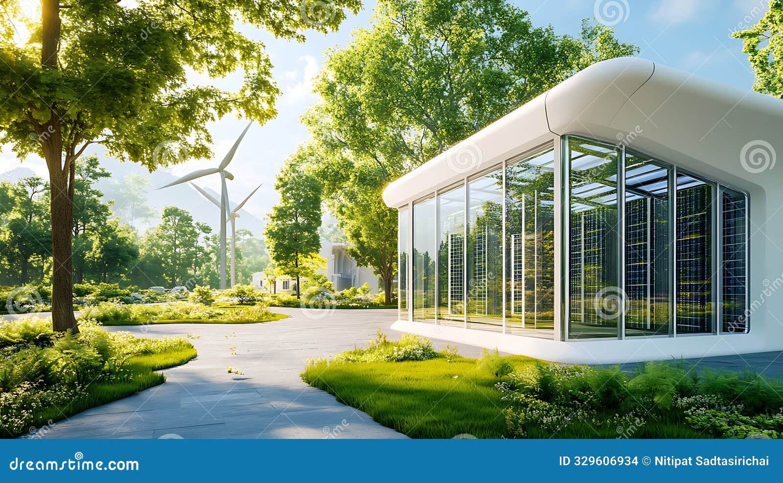 Clean Energy-powered Data Center, Symbolizing Green Tech Infrastructure ...