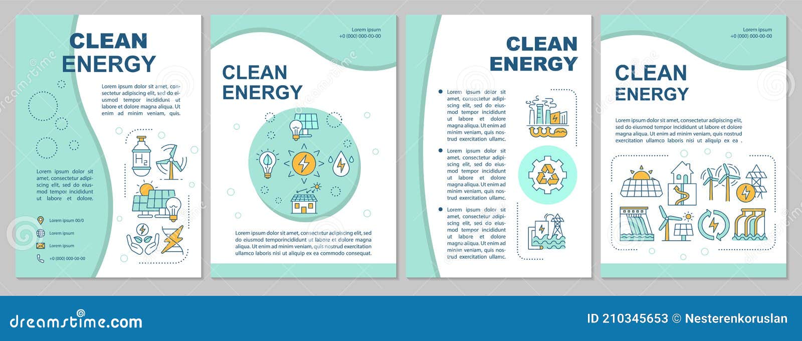 Clean Energy Producing Brochure Template Stock Vector - Illustration of ...