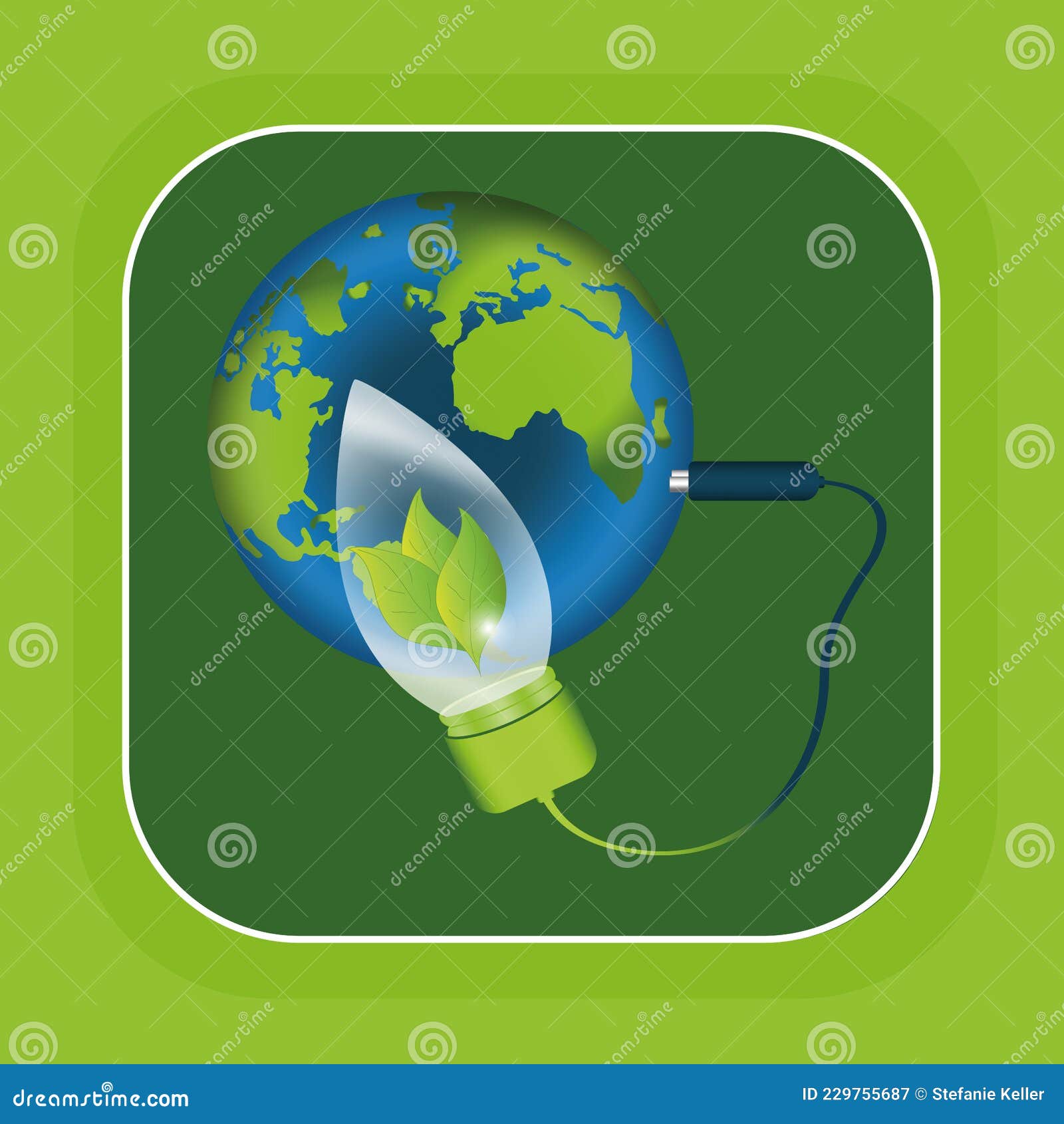 Clean Energy Symbol: Plug is Connected To a Lightbulb and the Earth ...