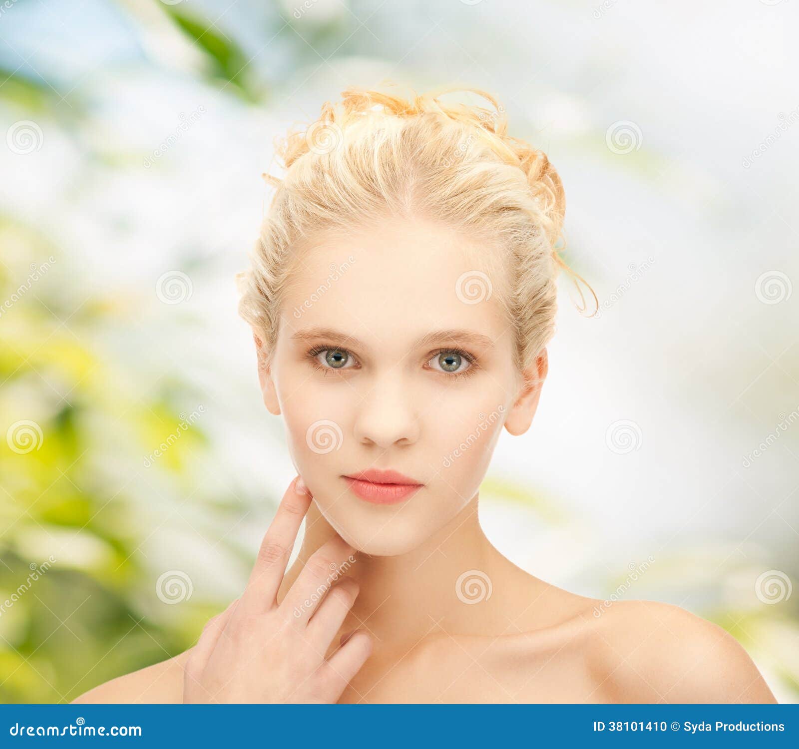 Clean Face of Beautiful Girl Stock Photo - Image of green, cosmetics ...