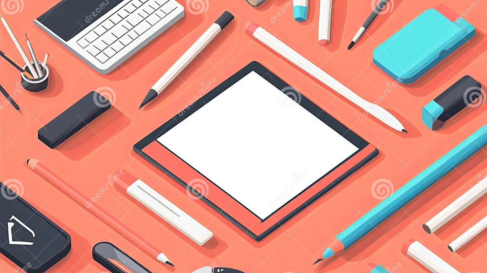 A Clean Flat Lay of Digital Drawing Tools, Including a Stylus and a ...