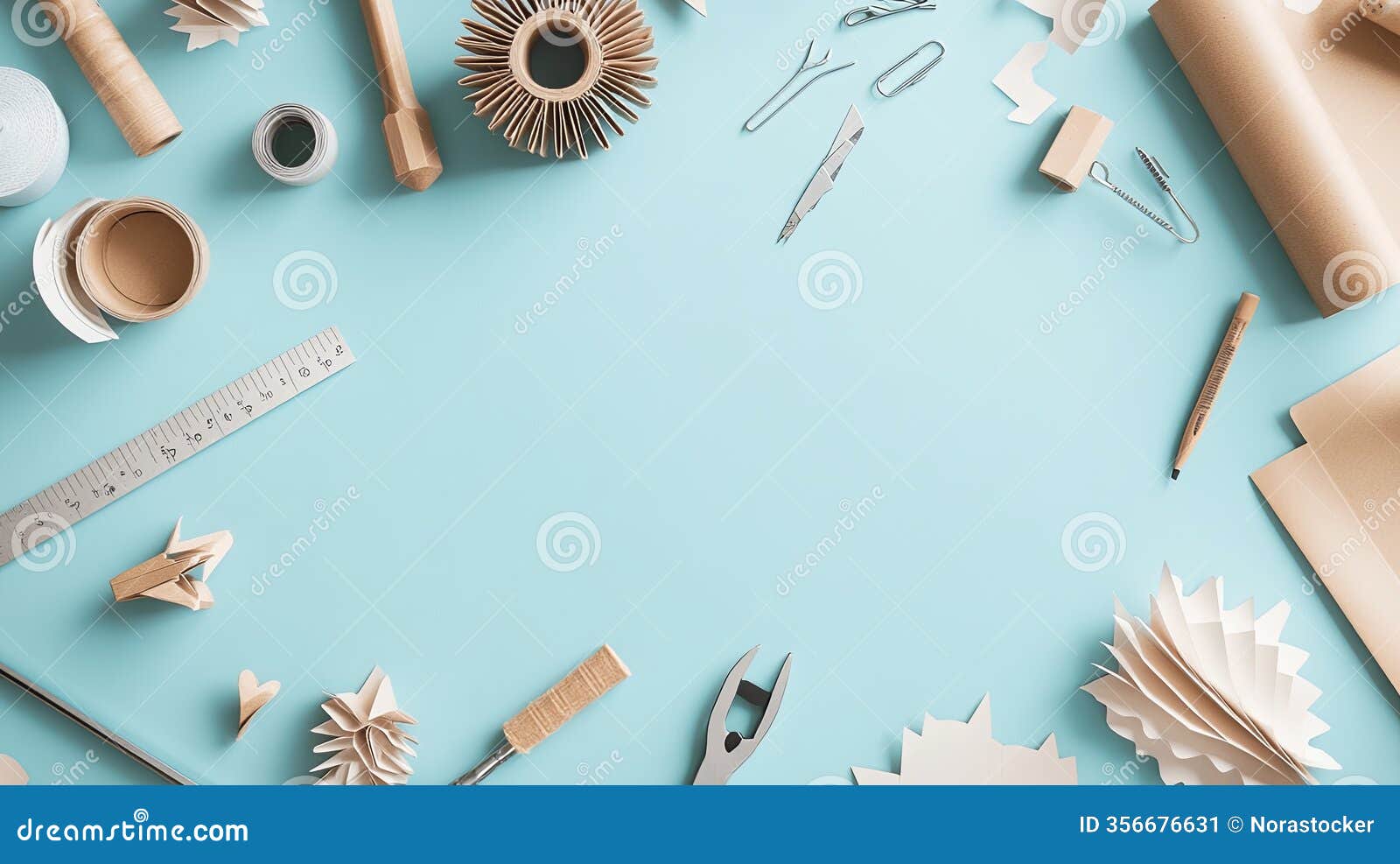 A Clean Flat Lay of Paper Crafts Styled with Precision Tools on a Stock ...