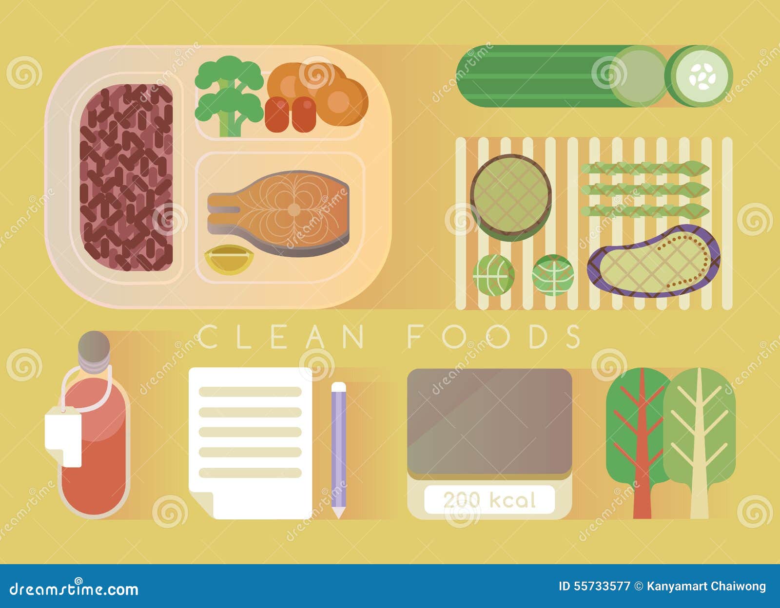 Clean Foods Design Yellow Set Stock Vector - Illustration of fiber ...