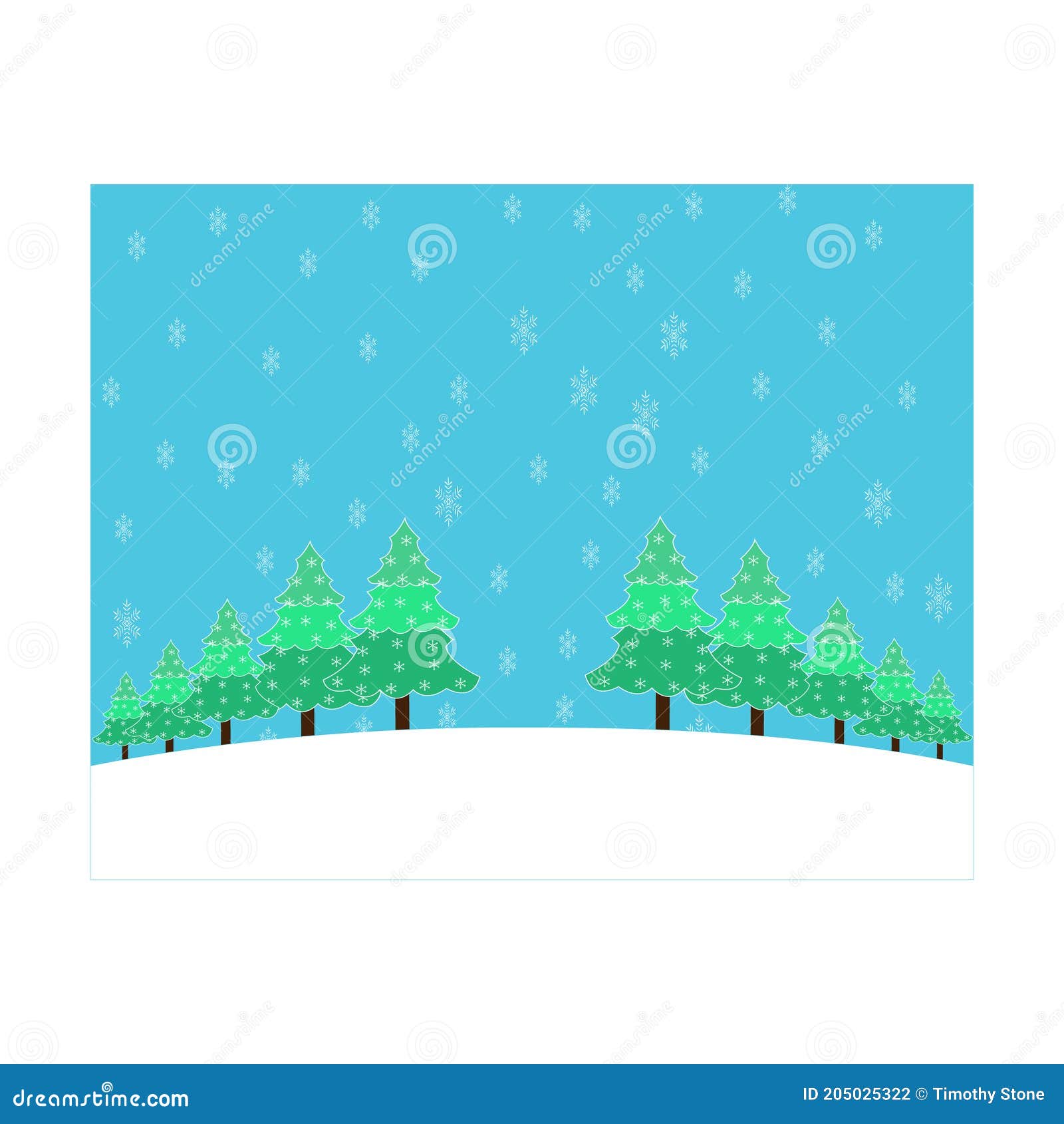 A Clean Forest with Blue Sky and Snow Stock Vector - Illustration of ...