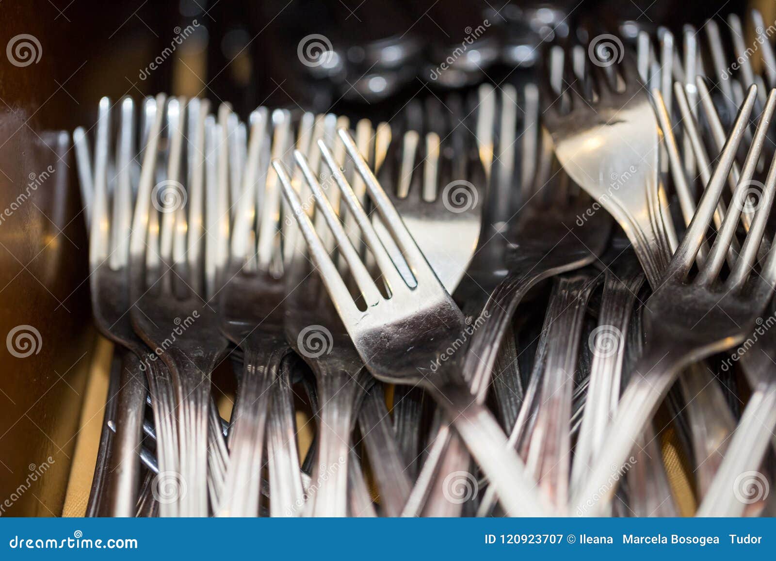 Forks in a drawer stock image. Image of drawer, cutlery - 120923707