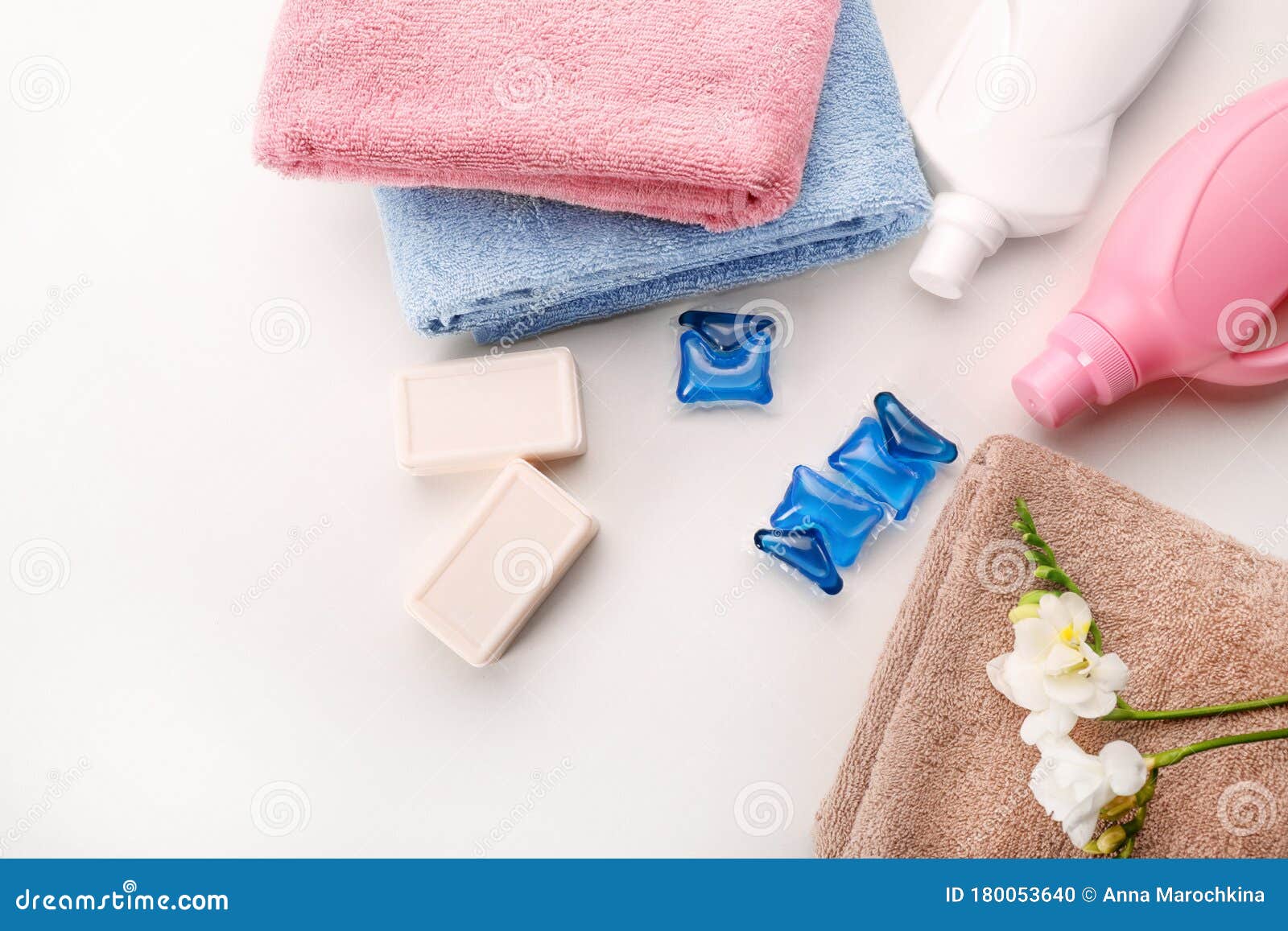 Clean and Fresh Laundry on White Background Stock Photo - Image of ...