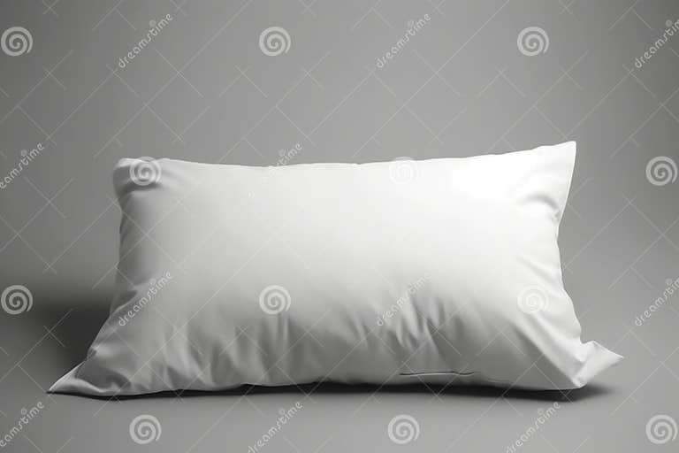Clean Front View of White Pillow Case Mockup on Bed Stock Photo - Image ...