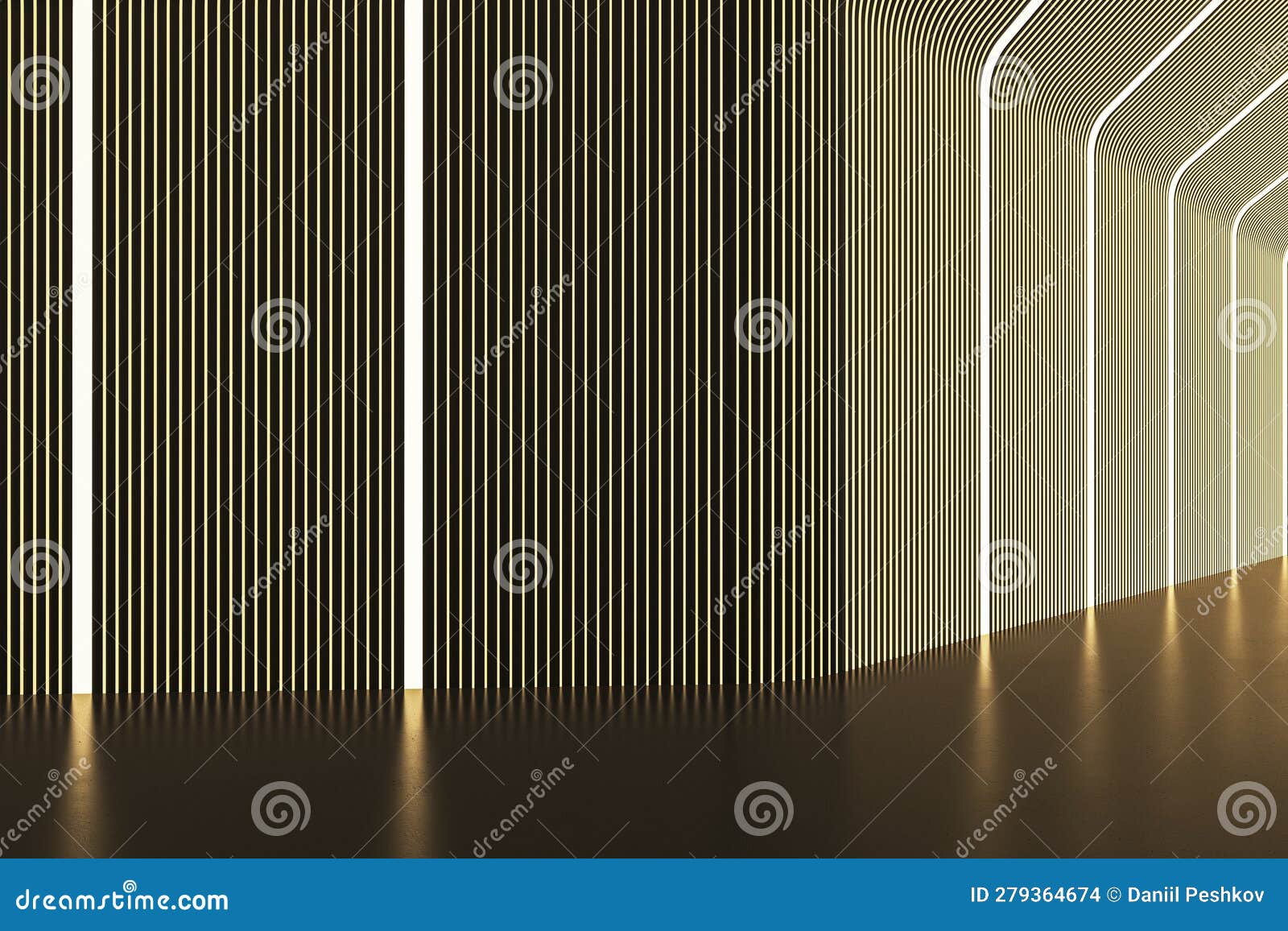 Clean Futuristic Brown Corridor with Reflections. Designs Concept Stock ...