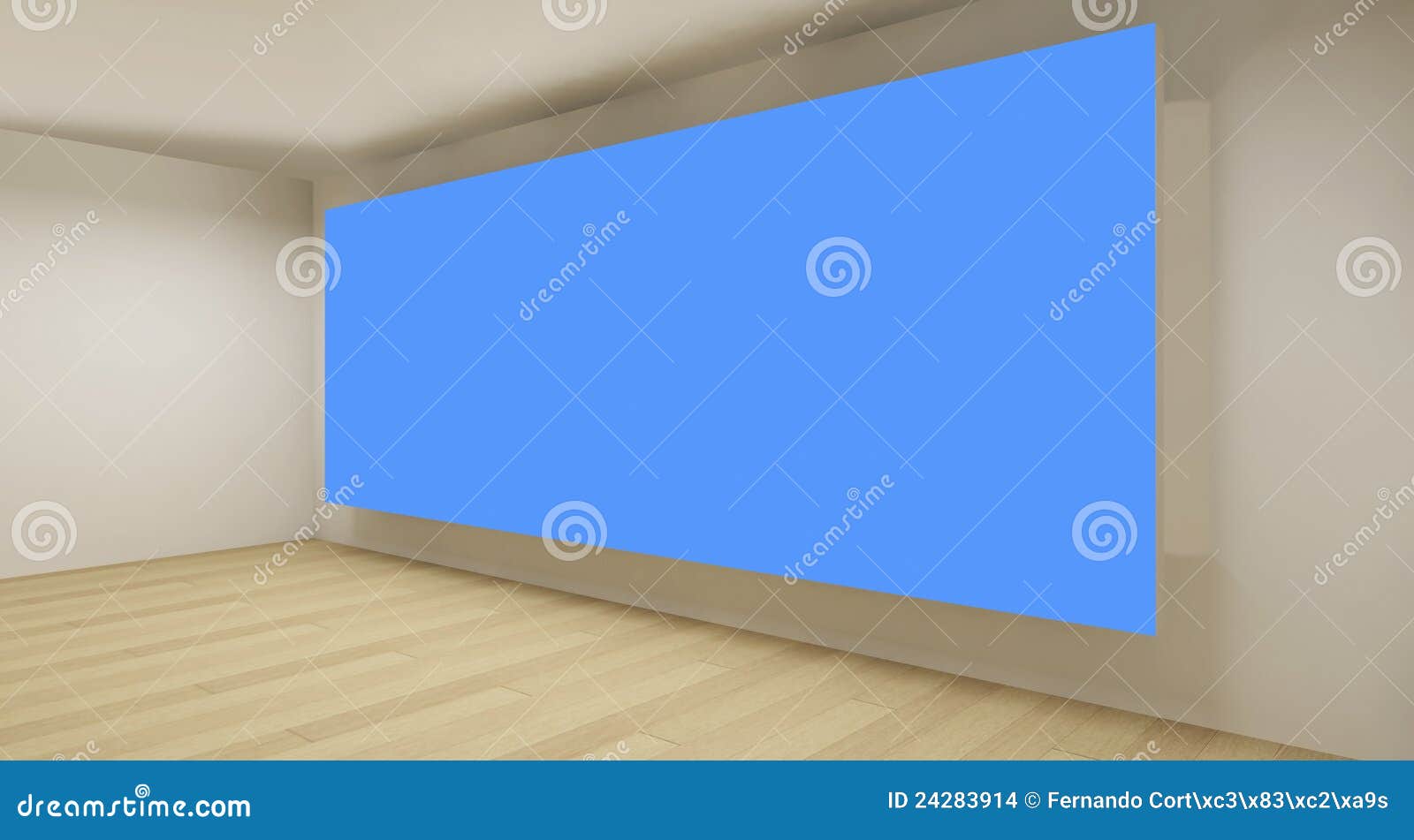 Clean Gallery with Blue Chroma Key Backdrop Stock Illustration ...