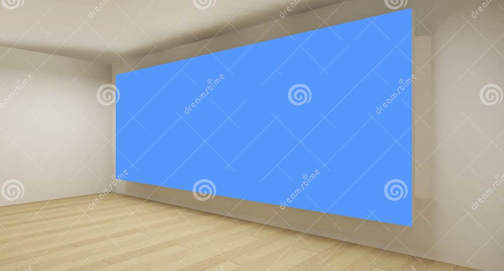 Clean Gallery with Blue Chroma Key Backdrop Stock Illustration ...